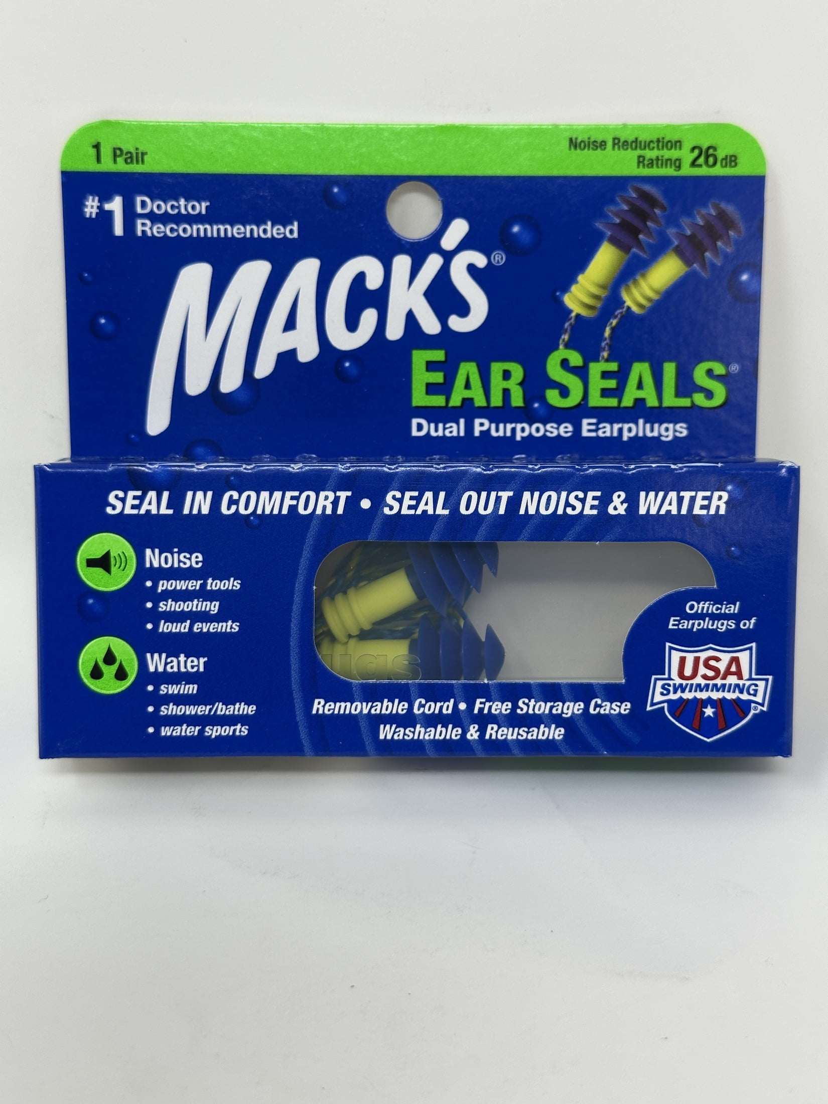 Mack's Ear Seals Washable & Reusable Dual Purpose Earplugs, 1 Pair, 2-Pack - Walmart.com