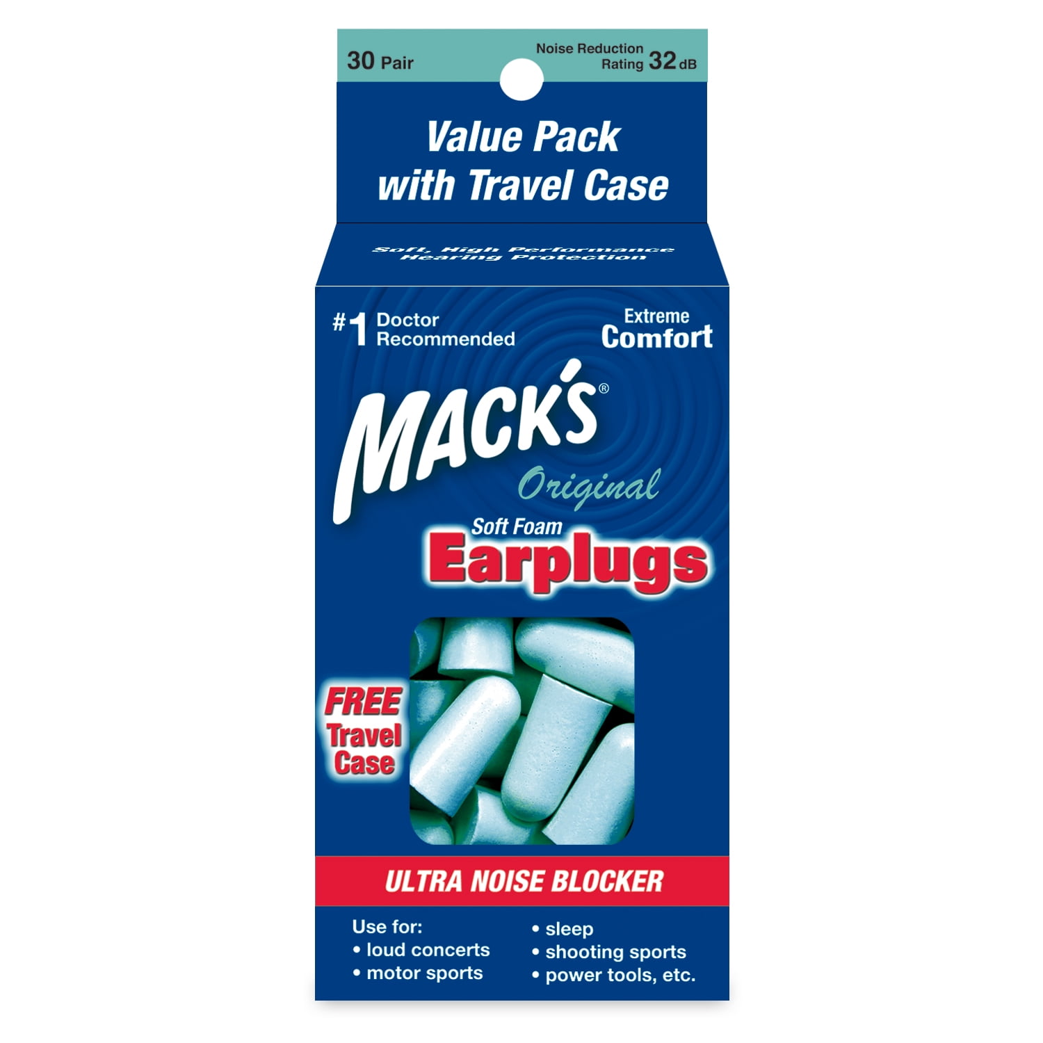Mack's Original Soft Foam Earplugs, 30 Pair - 32dB Highest NRR ...