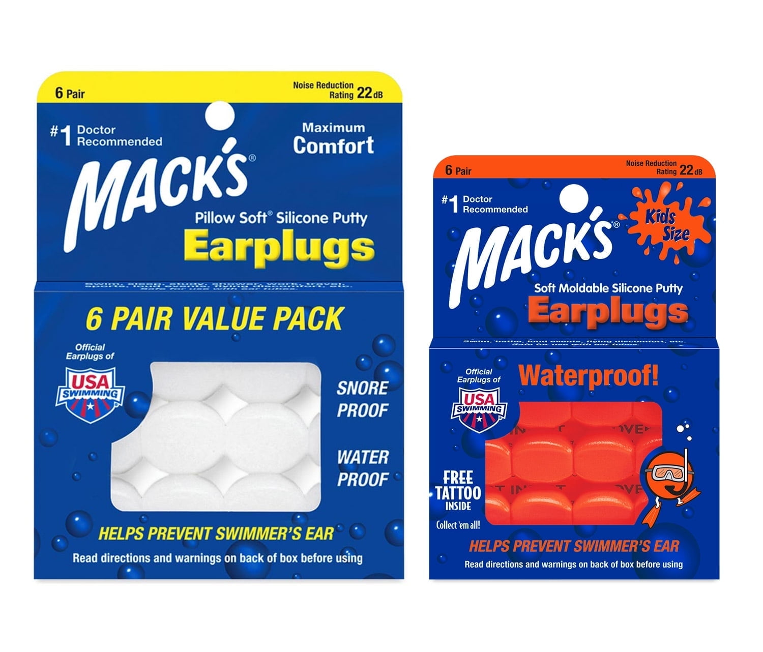 Mack's Soft Moldable Silicone Earplugs - Original & Kids Size Bundle ...