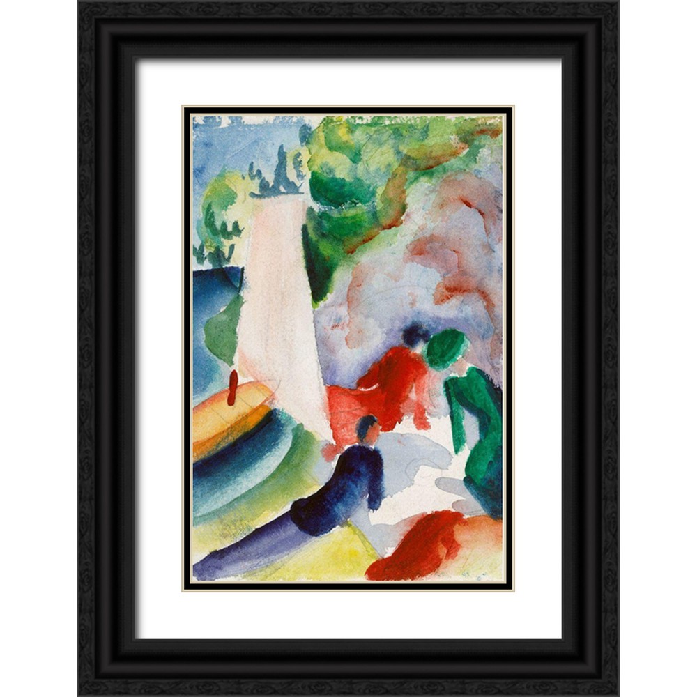 Macke, August 11x14 Black Ornate Wood Framed with Double Matting Museum ...