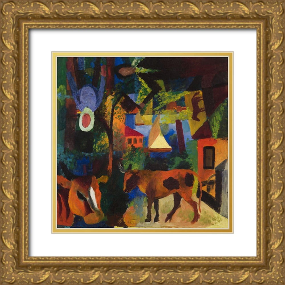 Macke, August 15x15 Gold Ornate Wood Framed with Double Matting Museum ...