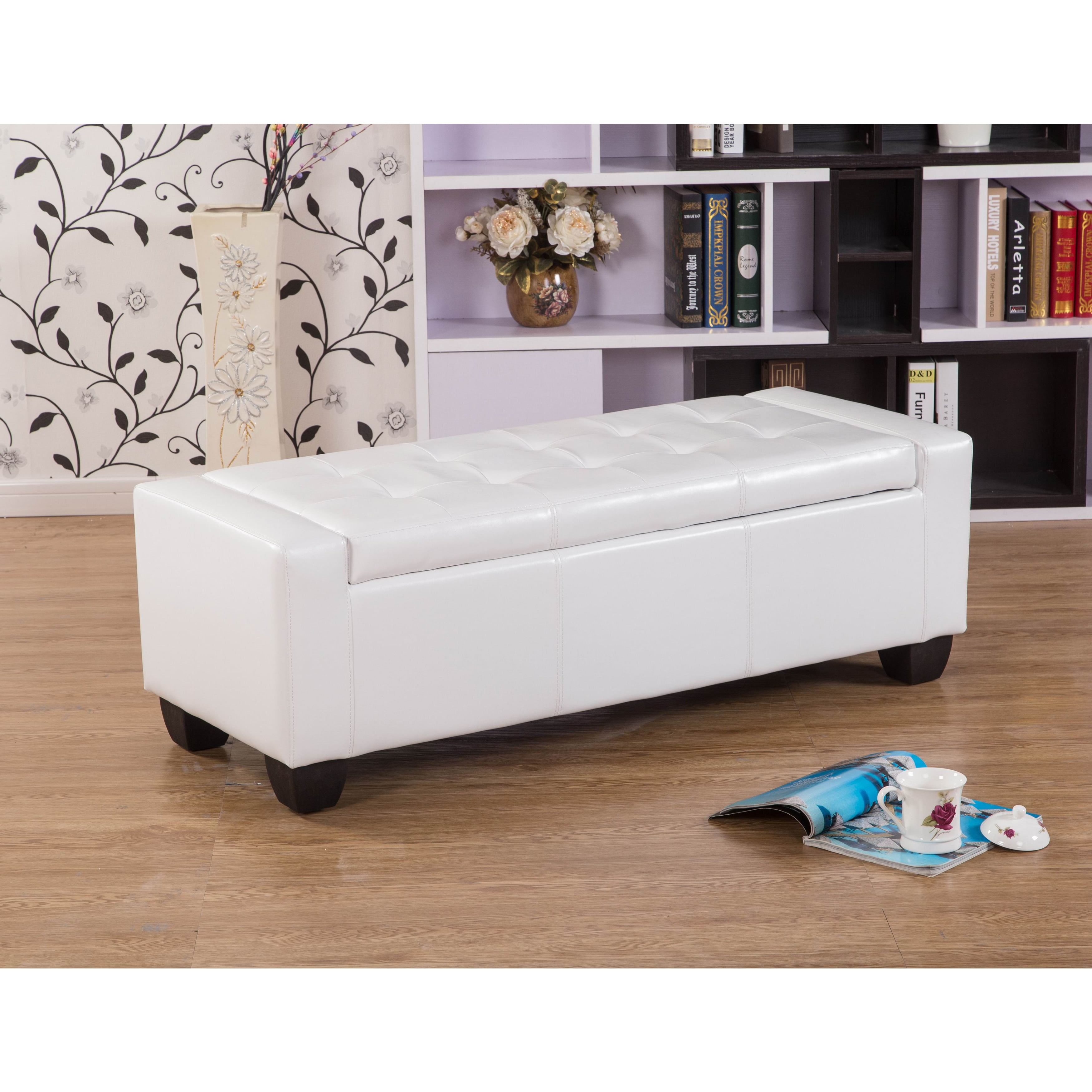 Mackenzie White 52-inch Storage Ottoman - Walmart.com