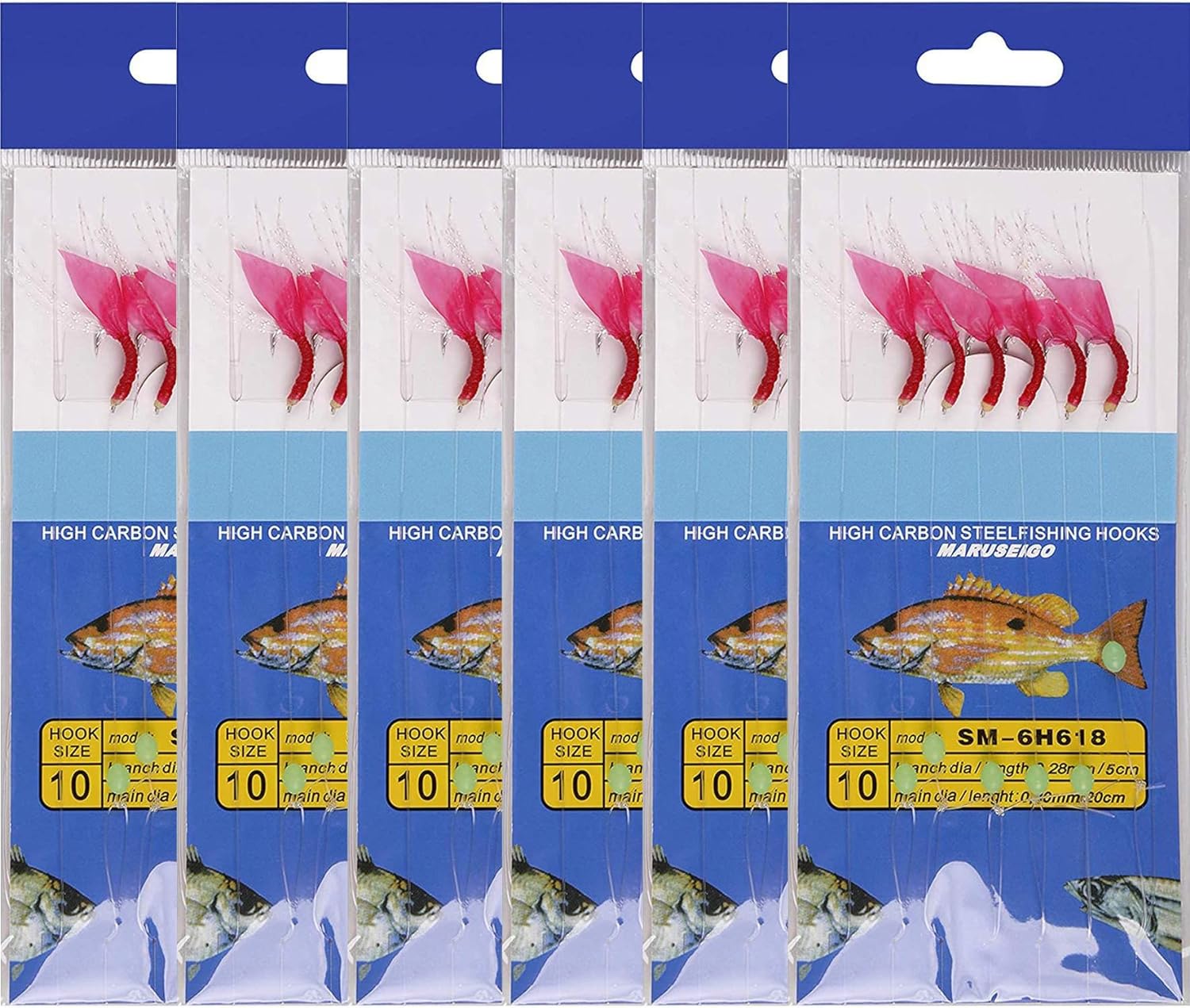 Mackerel Rigs Fishing Bait Rigs Glow 12Pack Assorted Rigged Hook ...