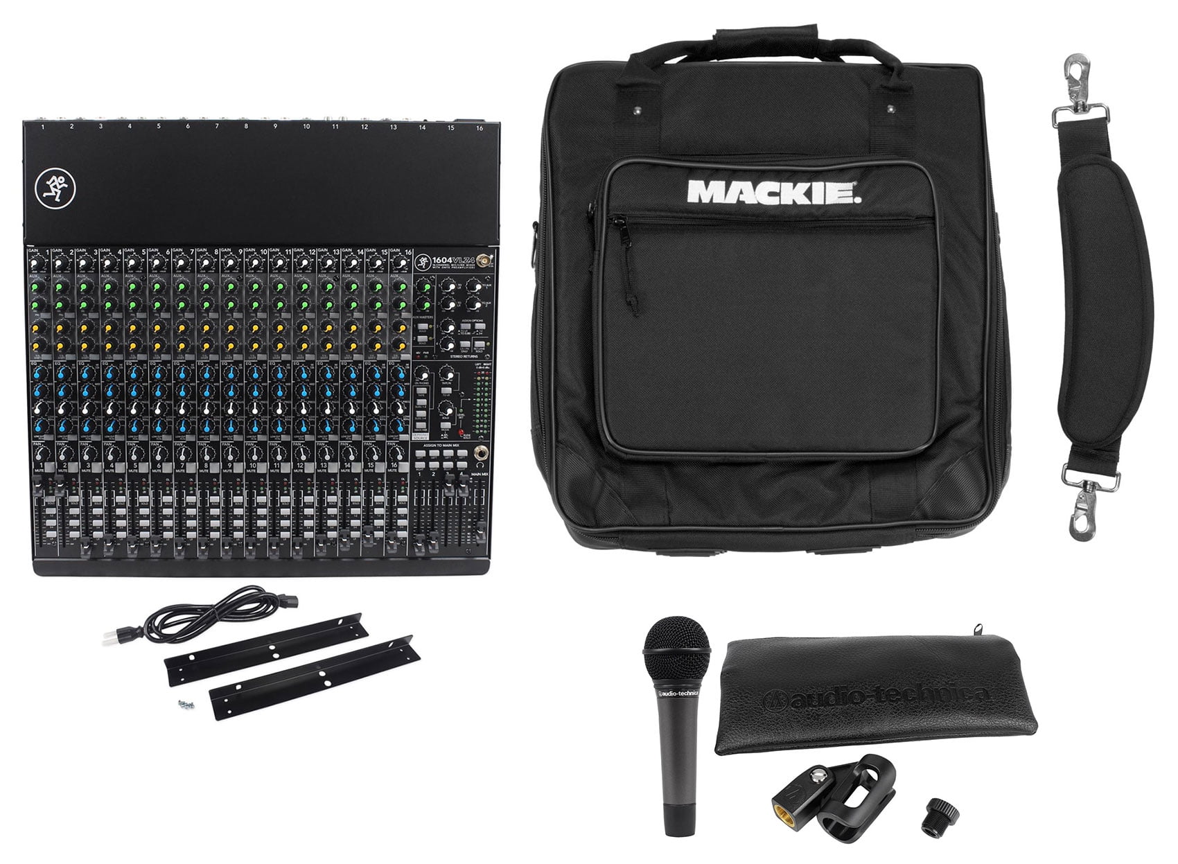 Mackie 1604VLZ4 16-Channel Analog 4-Bus Mixer+Audio Technica ATM510 Mic ...