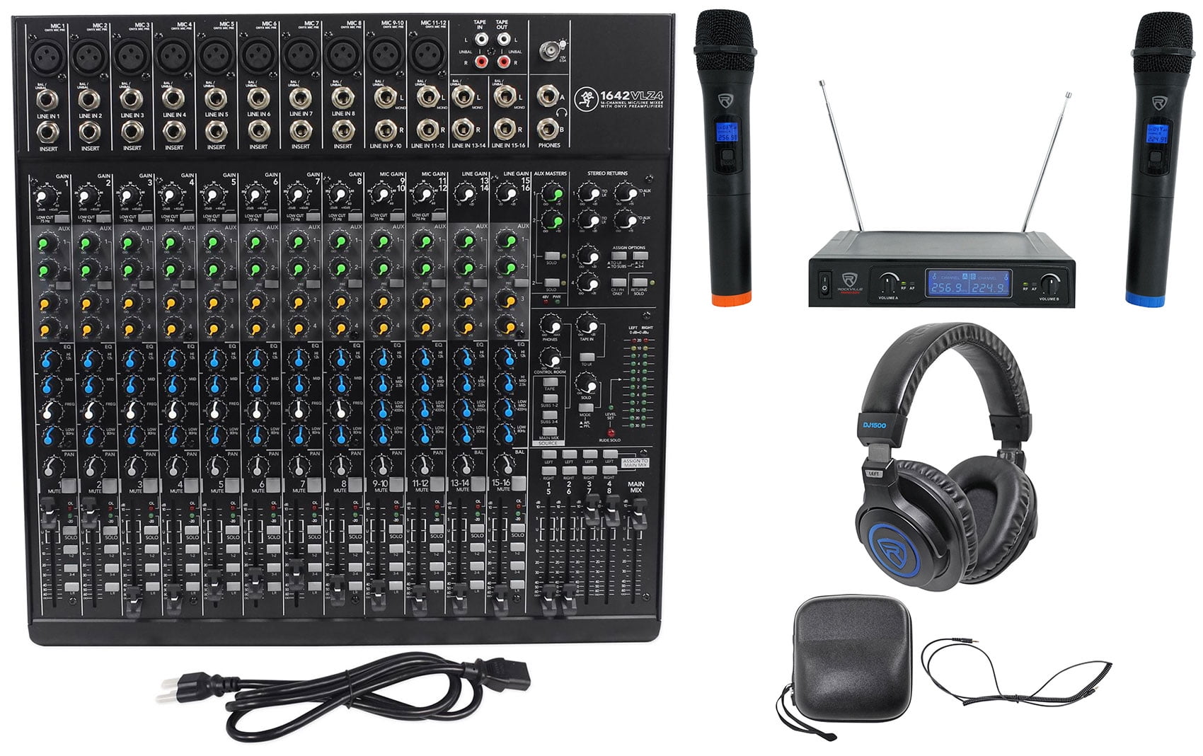 Mackie 1642VLZ4 Analog Mixer 16-channel/10 ONYX Preamps+Wireless Mics+Headphones - Walmart.com