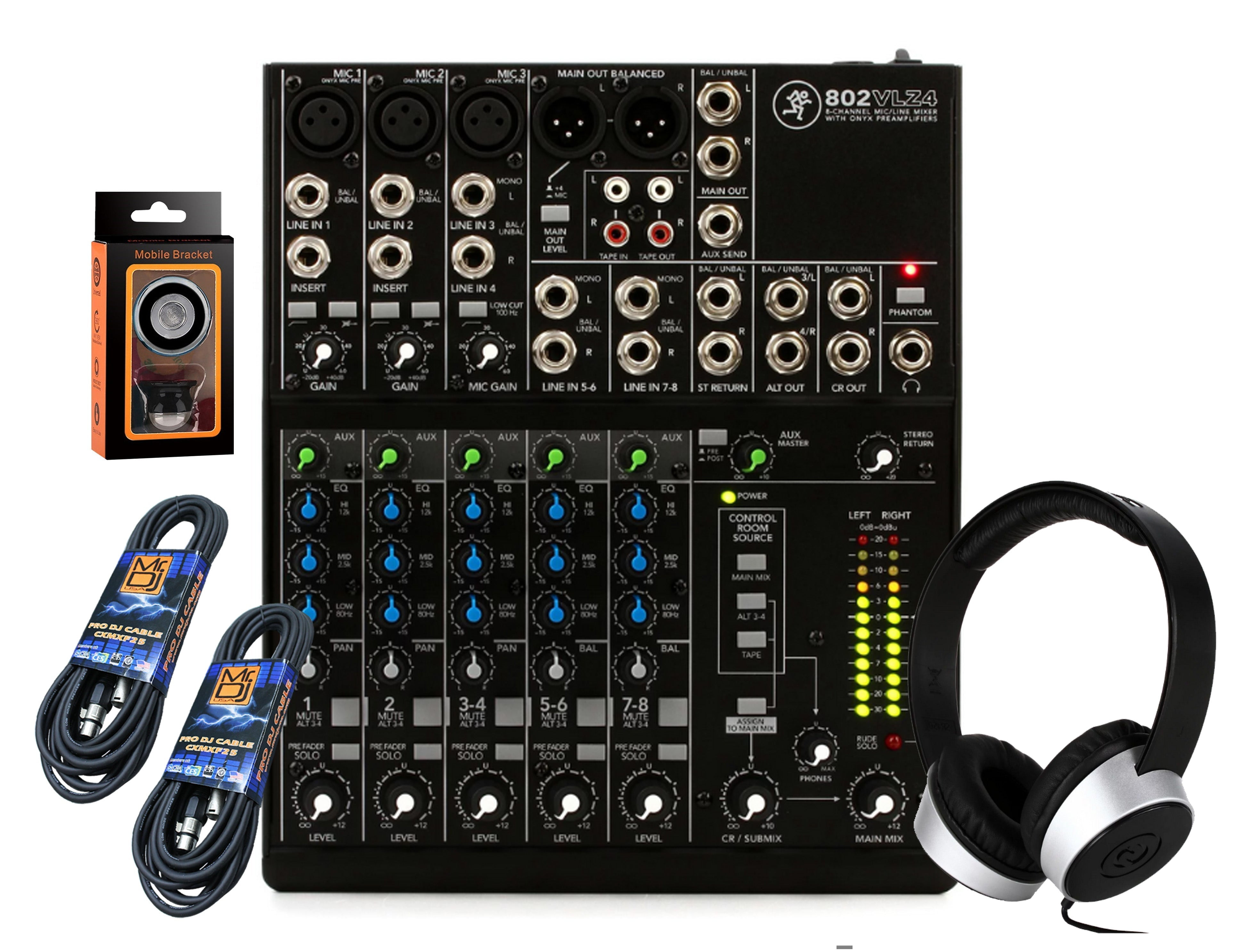 Mackie 802VLZ4 8-channel Analog Mixer + SR450 Headphone with Pair of ...
