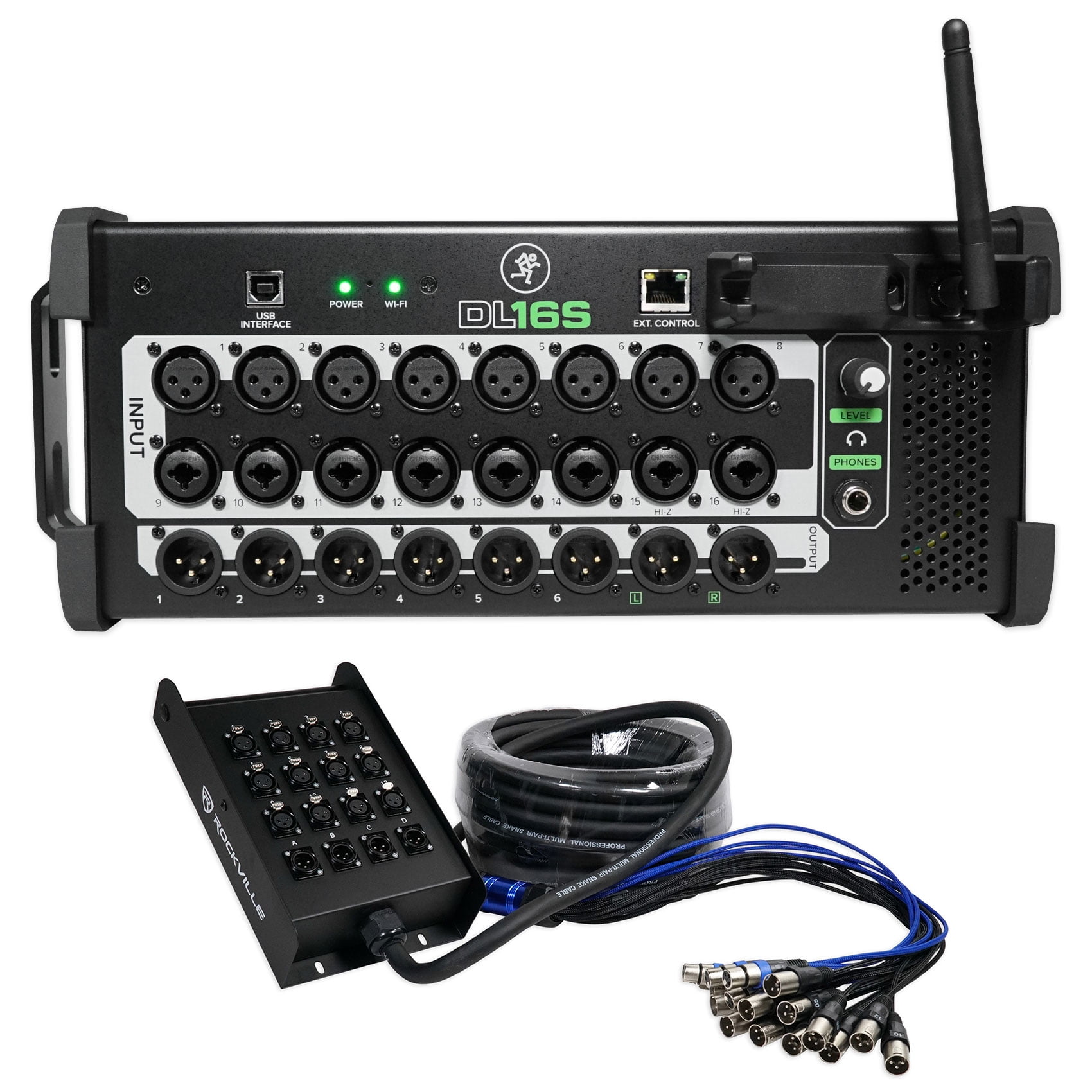 Mackie DL16S Wireless Digital Wi-Fi Mixer w/DSP+16-Channel Snake Cable ...