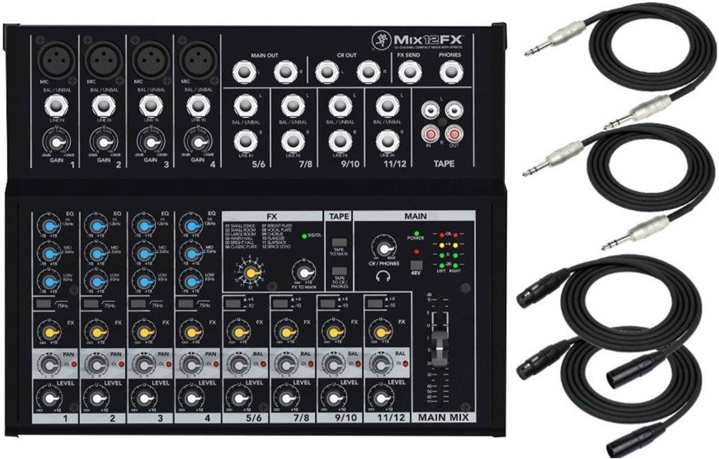 Mackie Mix12FX 12-channel Compact Mixer with 2 XLR & 1/4" Cable ...
