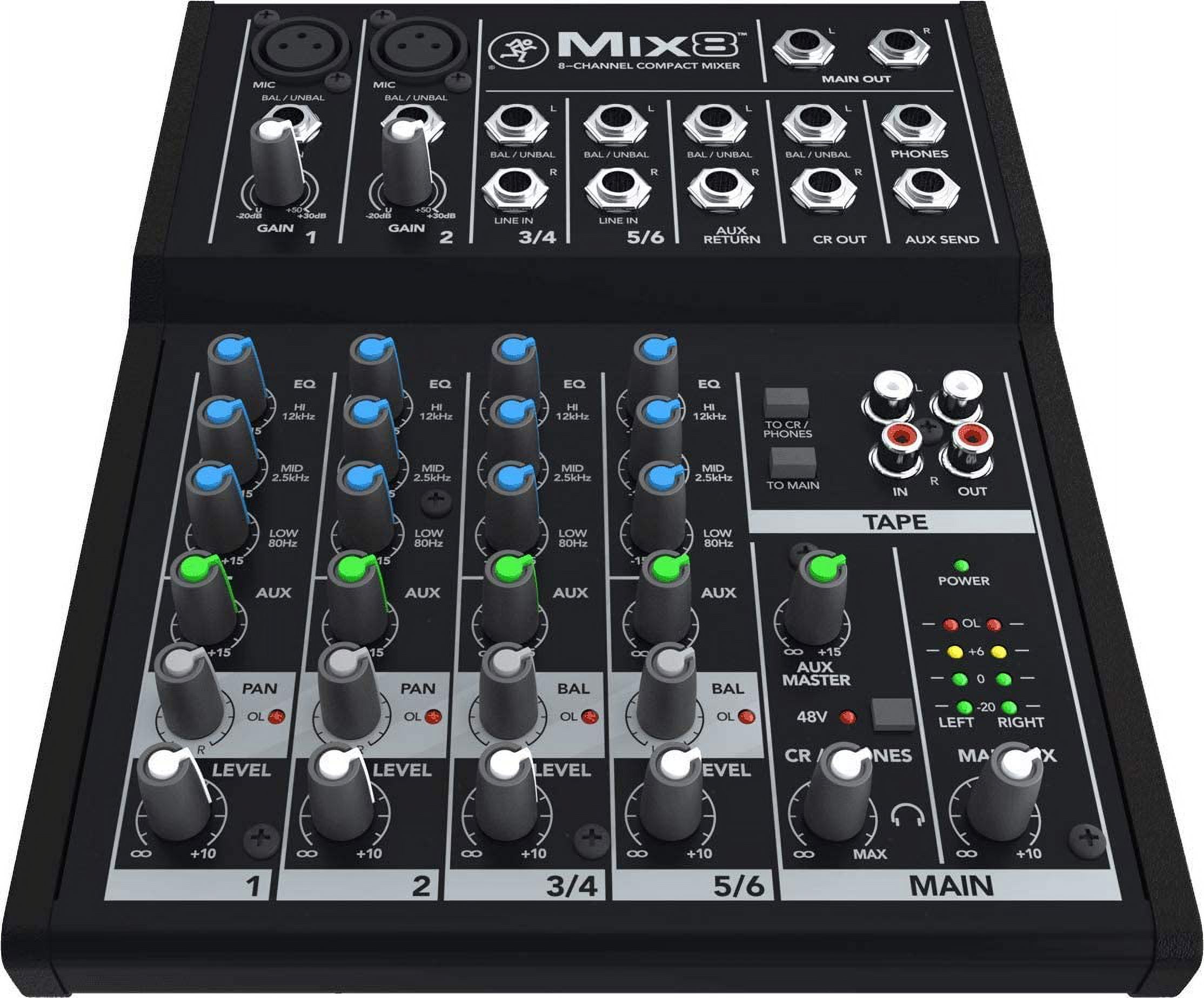 Mackie Mix8 Mix Series, 8-Channel Compact Mixer with Studio-Level Audio ...