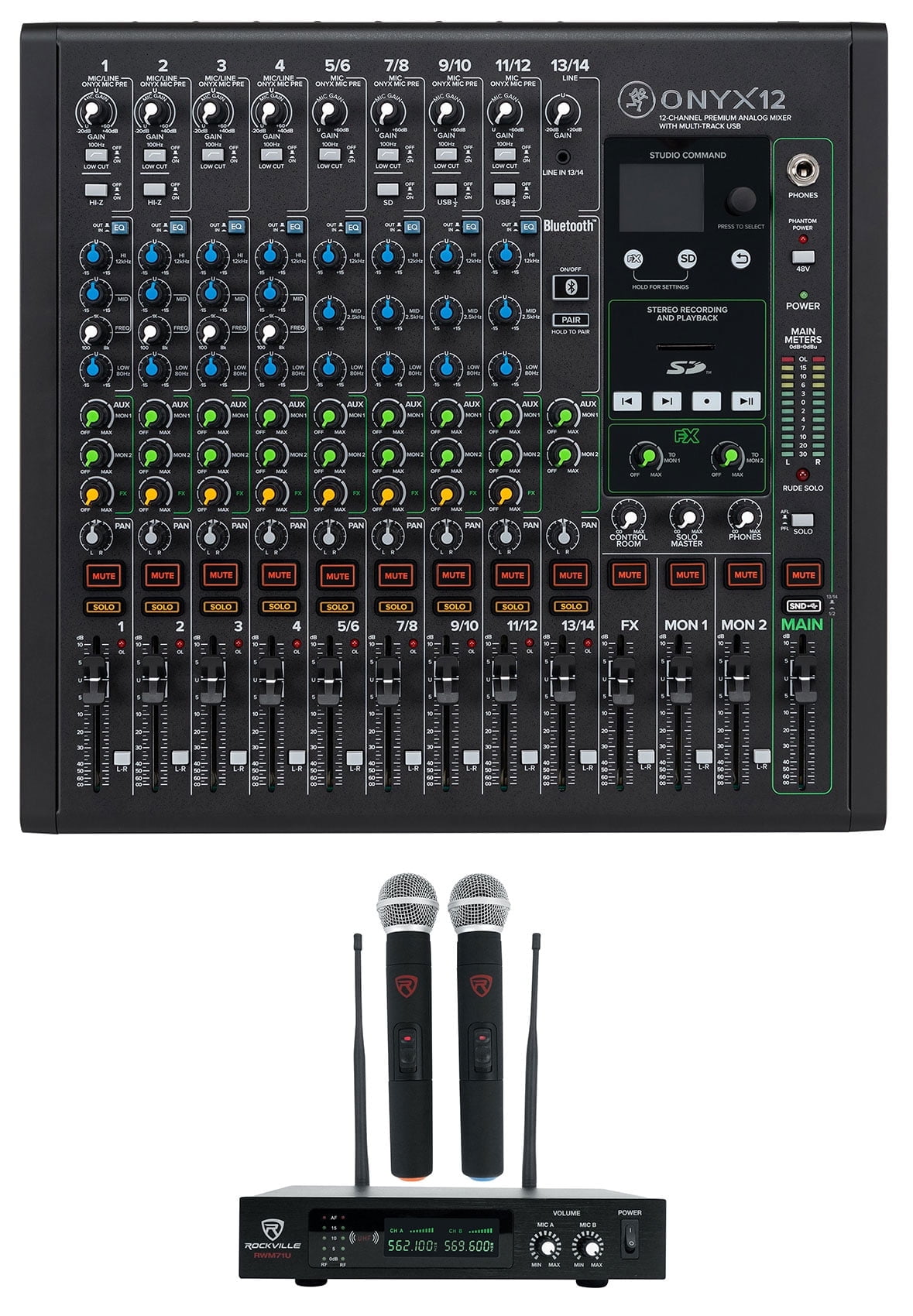 Mackie ONYX12 12-Channel Analog Mixer w/USB/3-Band EQ+Bluetooth+Wireless Mics - Walmart.com