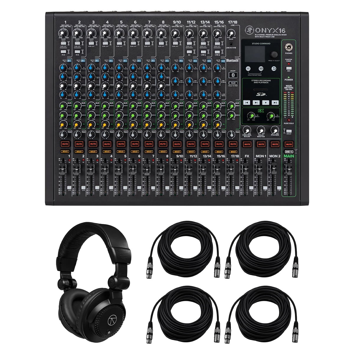 Mackie Onyx 24-Channel Premium Analog Mixer with Multi-Track USB, Bundle with TAPH100 Headphones ...