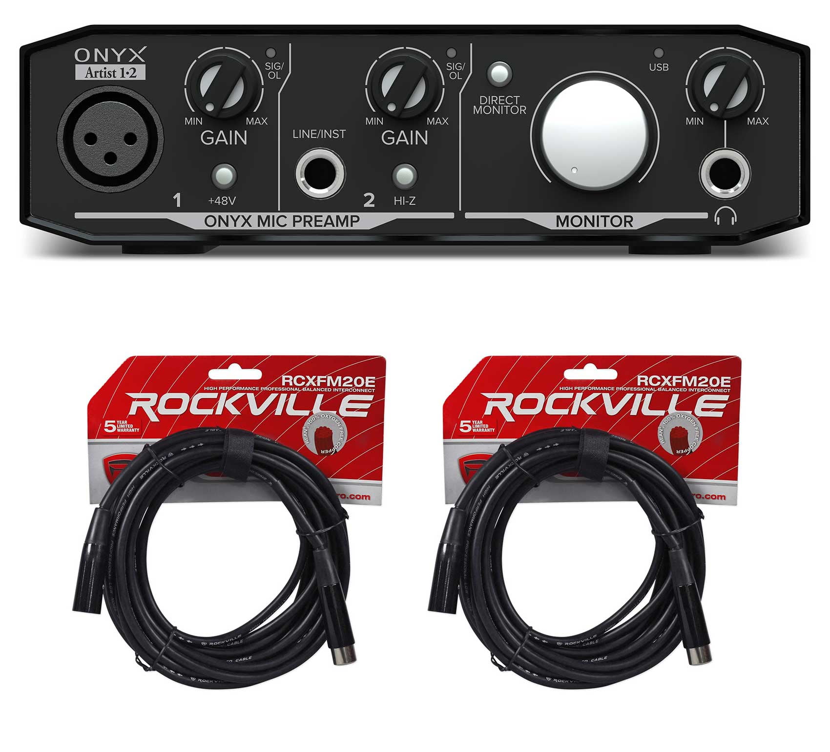 Mackie Onyx Artist 1.2 2x2 USB Audio Recording Studio Interface + (2 ...