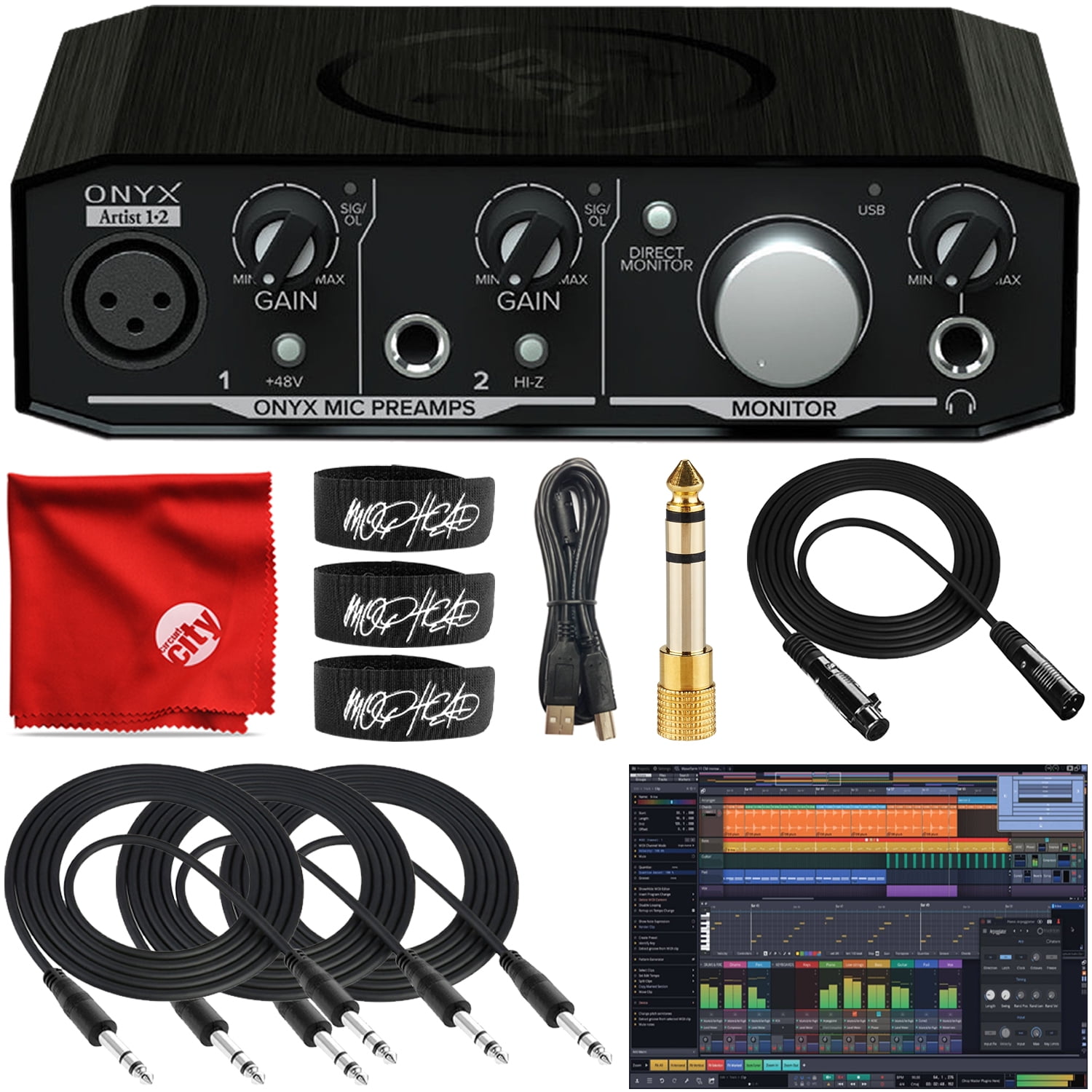 Mackie Onyx Artist 1-2 USB Audio Interface Bundle with Waveform OEM DAW ...