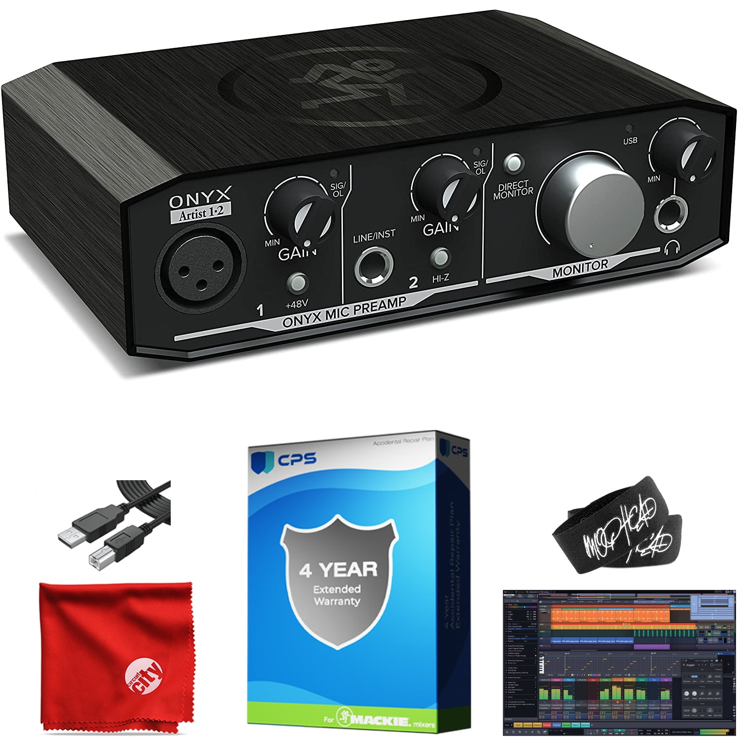 Mackie Onyx Artist 1-2 USB Audio Interface Bundle with Waveform OEM DAW ...