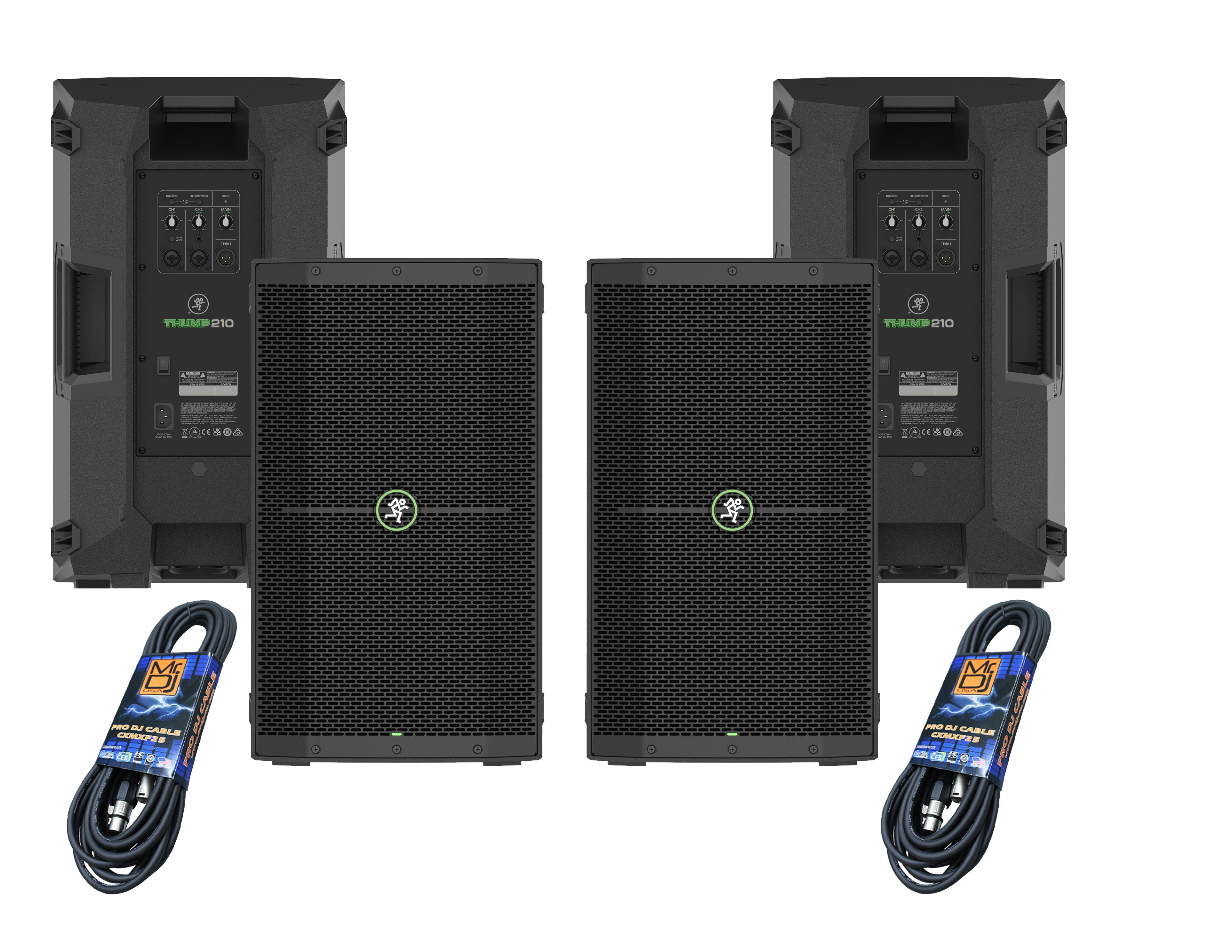 Mackie Pair Thump210 Enhanced 1,400watt 10-inch Powered Speaker & 2 XLR ...
