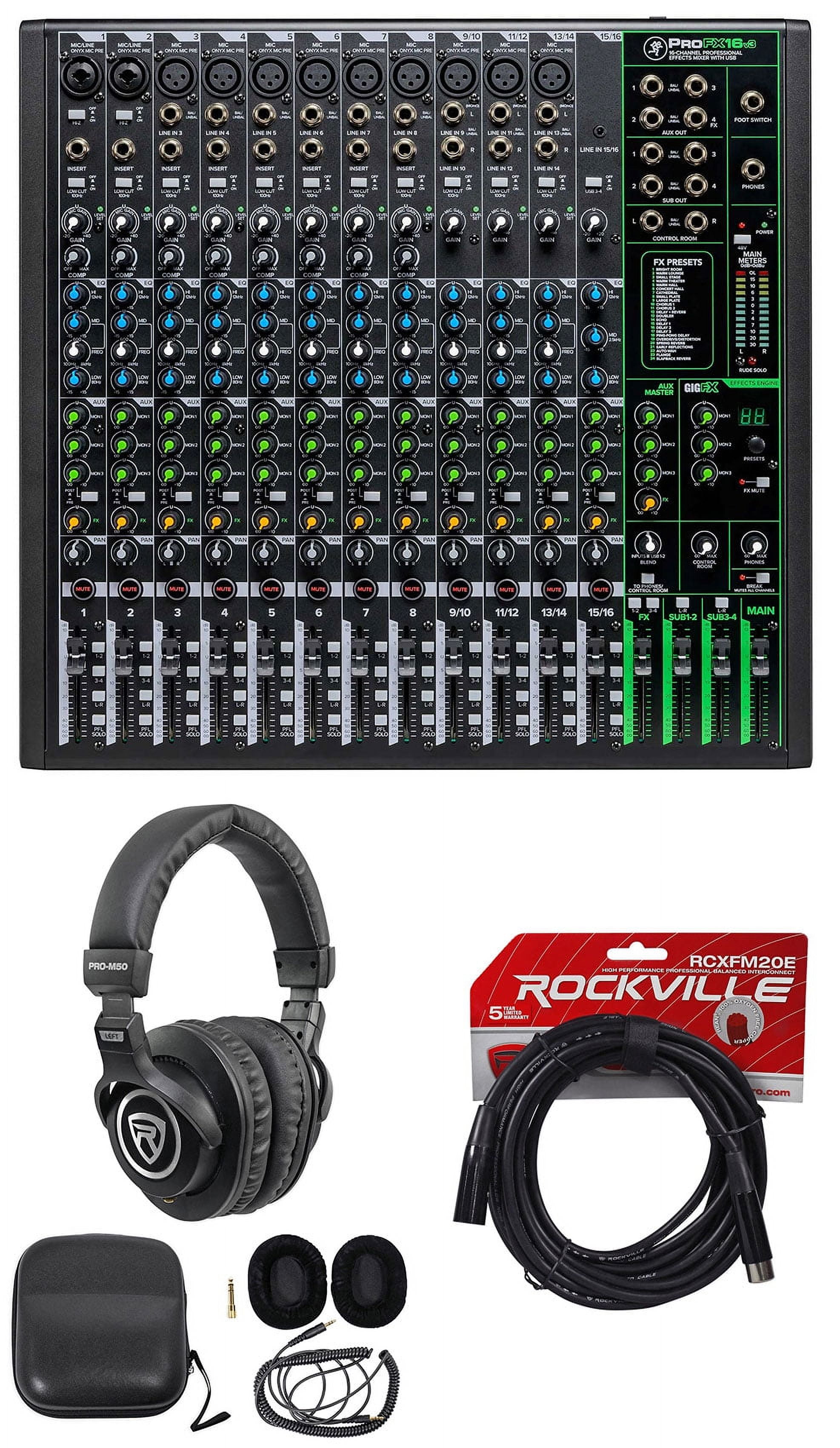Mackie ProFX16v3 16-Channel 4-Bus Effects Mixer w/USB+Headphones ...
