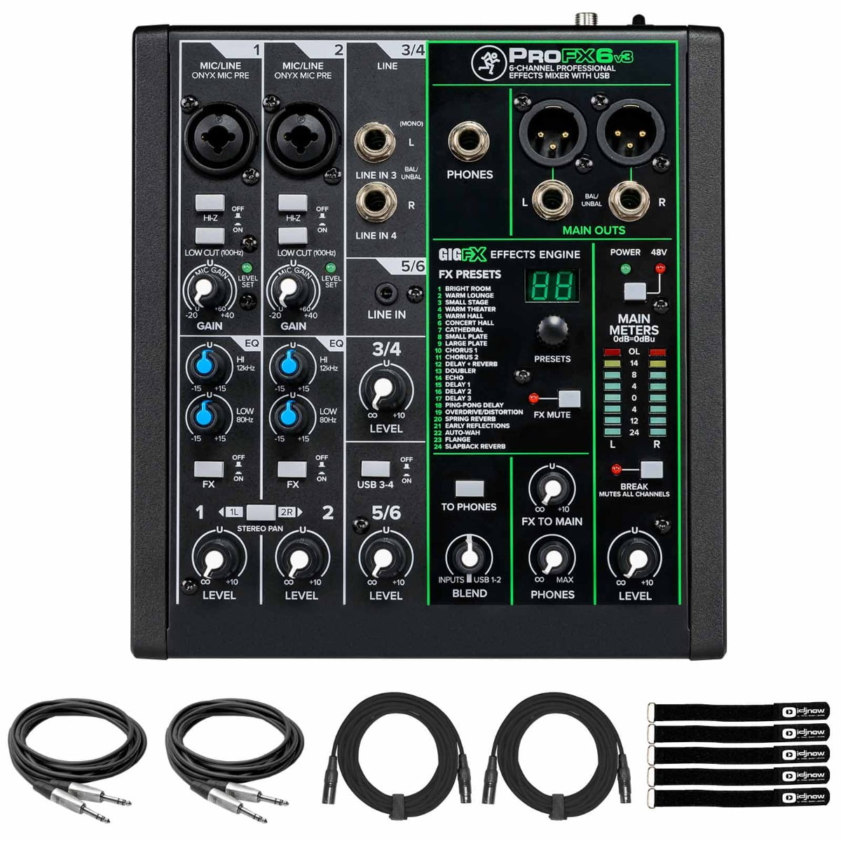 Mackie ProFX6v3 6 Channel Professional USB Effects Mixer with Sure-Fit ...