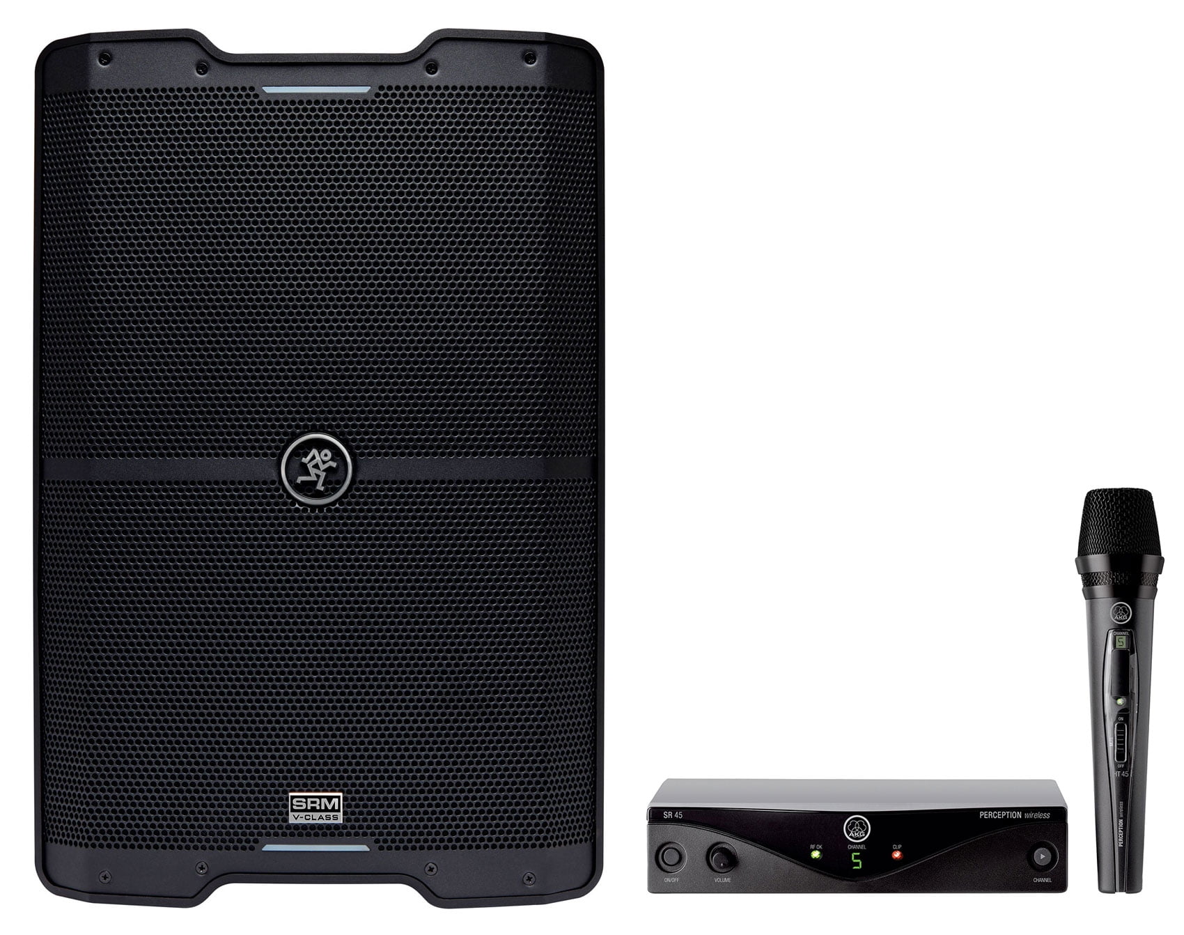 Mackie SRM210 V-Class 10” 2000w Bluetooth Active PA DJ Speaker+AKG ...