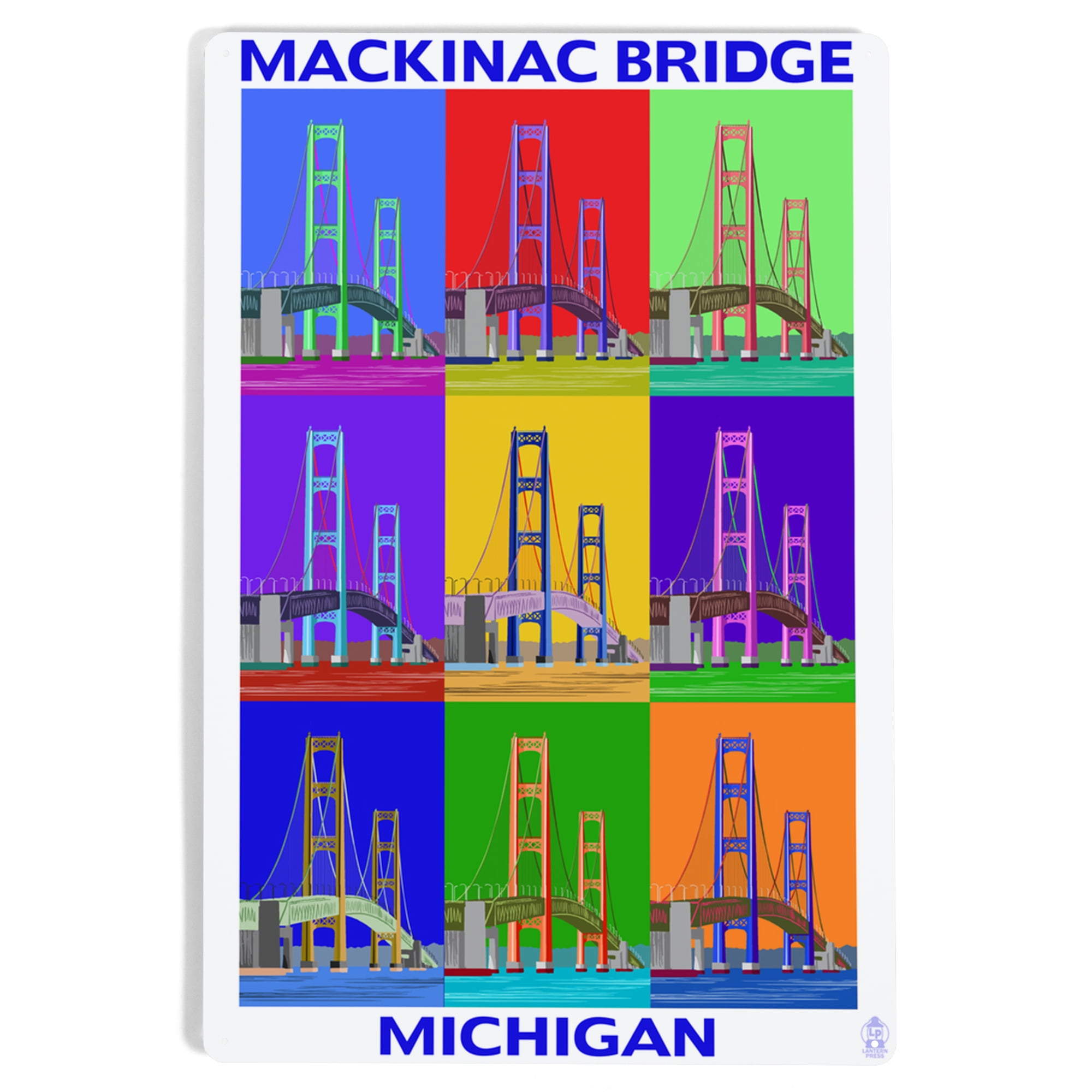 Mackinac Bridge, Michigan, Pop Art (12x18 Aluminum Art, Indoor Outdoor ...