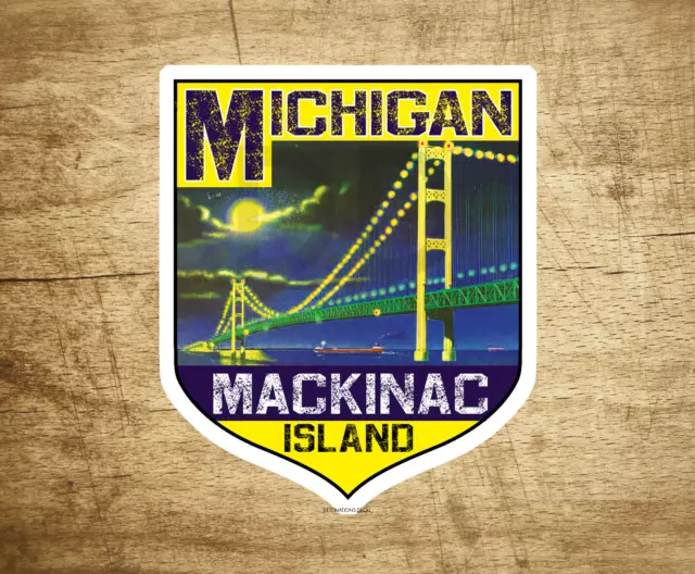 Mackinac Island Michigan Sticker Decal Bridge Lake Huron Vintage Decal ...