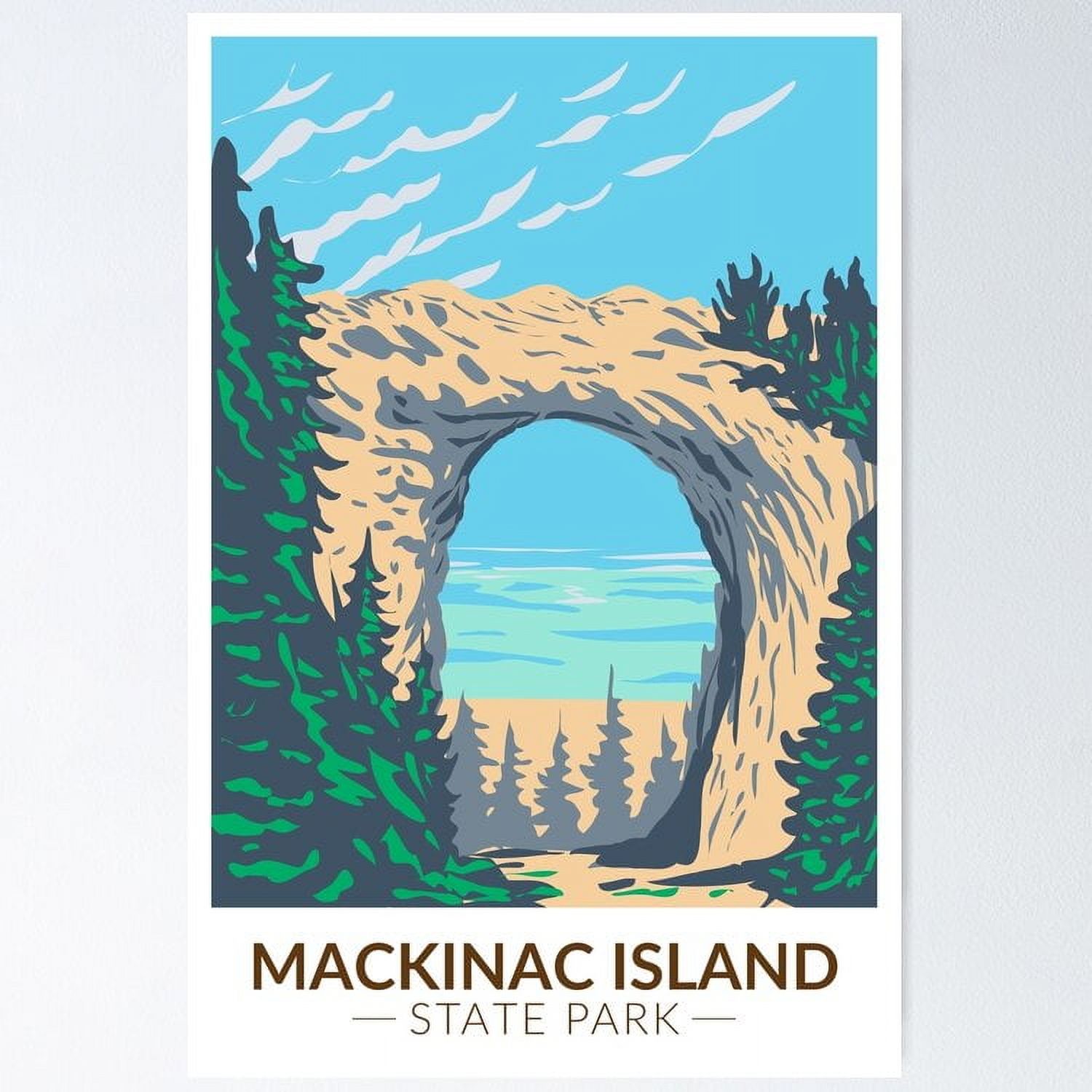Mackinac Island State Park Michigan Arch Rock Vintage Poster, 8x12 ...