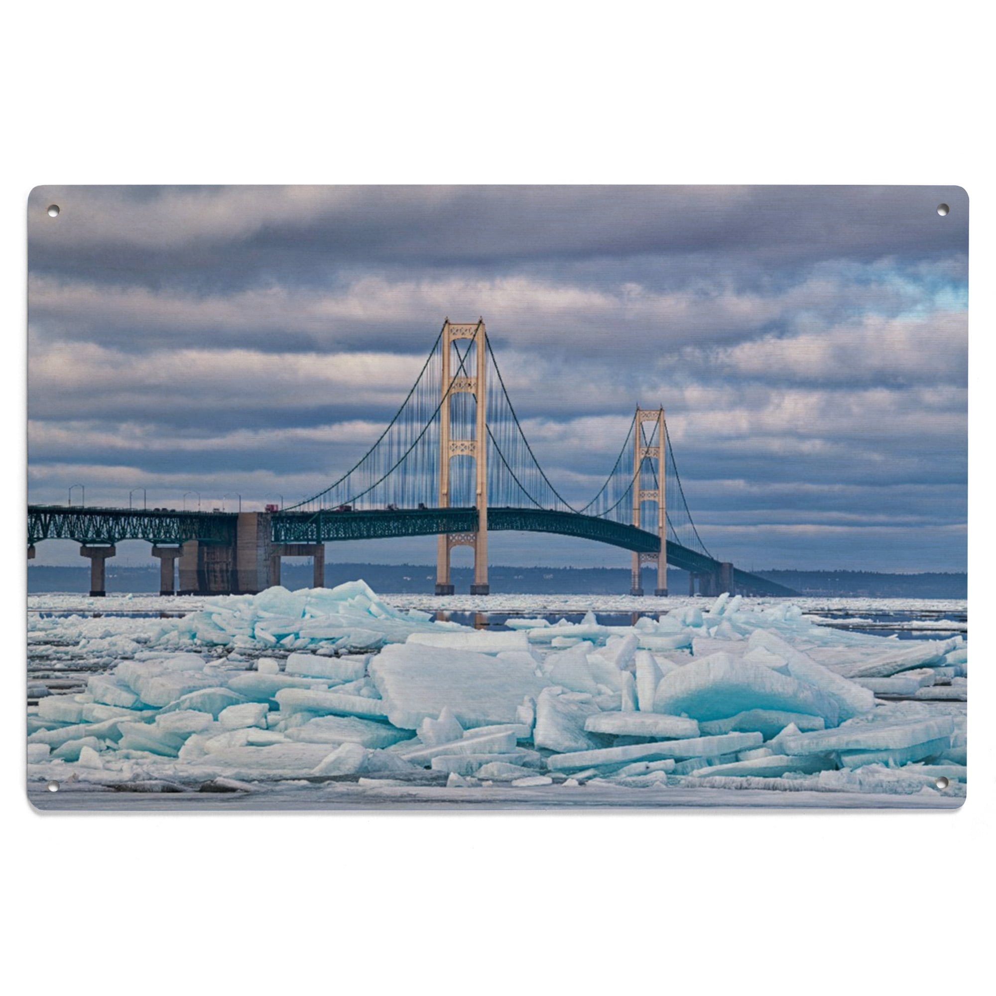 Mackinaw City, Michigan, Winter Landscape of Blue Ice Shards and the ...