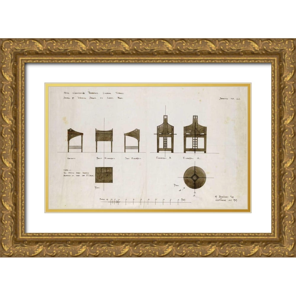 Mackintosh, Charles Rennie 24x16 Gold Ornate Wood Framed with Double ...