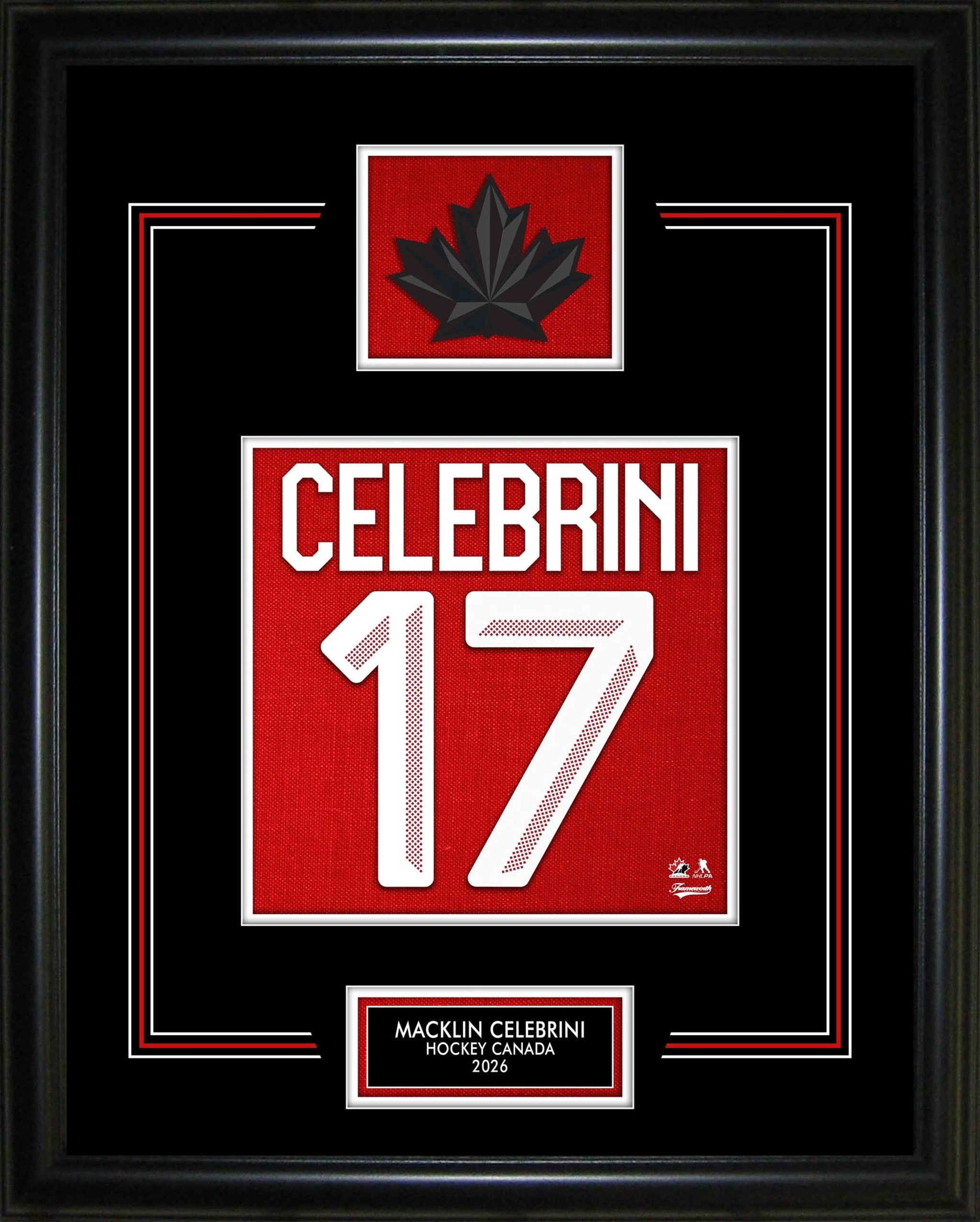 Macklin Celebrini Jersey Number Framed 16x20 Hockey Canada 2026 ...