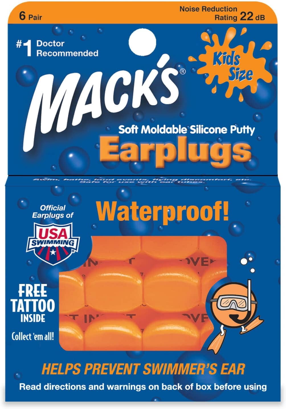 Macks Moldable Silicone Ear Plugs, Kids Size, 6 Pair 6 Count (Pack of 6 ...
