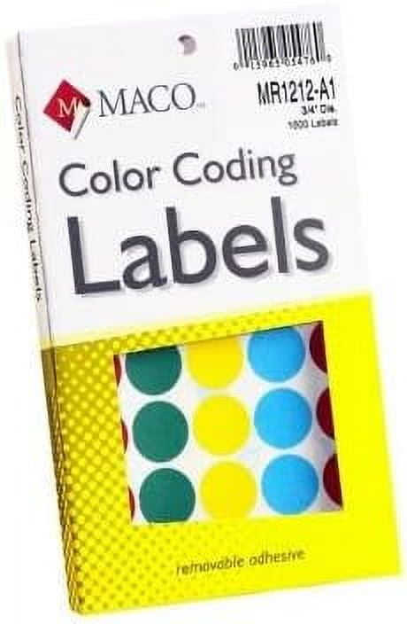 Maco Assorted Primary-Color Coding Labels, Round 3/4" Diam. - Box of ...