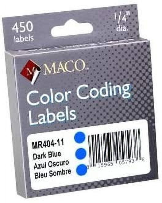 Maco Color Coding Label (MR404-11), 1/4" Round, Dark Blue - Box of 450 ...