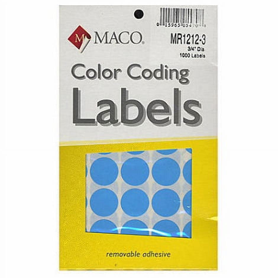 Maco Color Coding Labels (Light Blue) - 3/4 In. Round, Labels Per ...