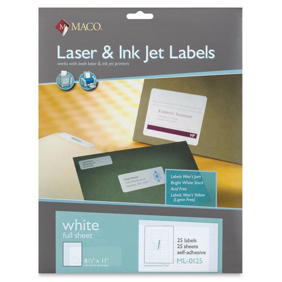 L Liked 3-1/3" x 4" Printable White Sticker Labels, Laser/Inkjet ...