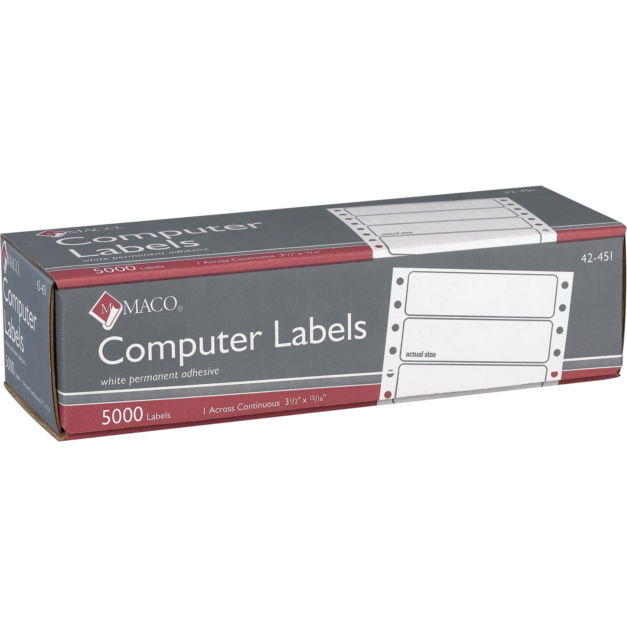 Maco, MAC42451, High Speed Data Processing Labels, 5000 / Box, White ...