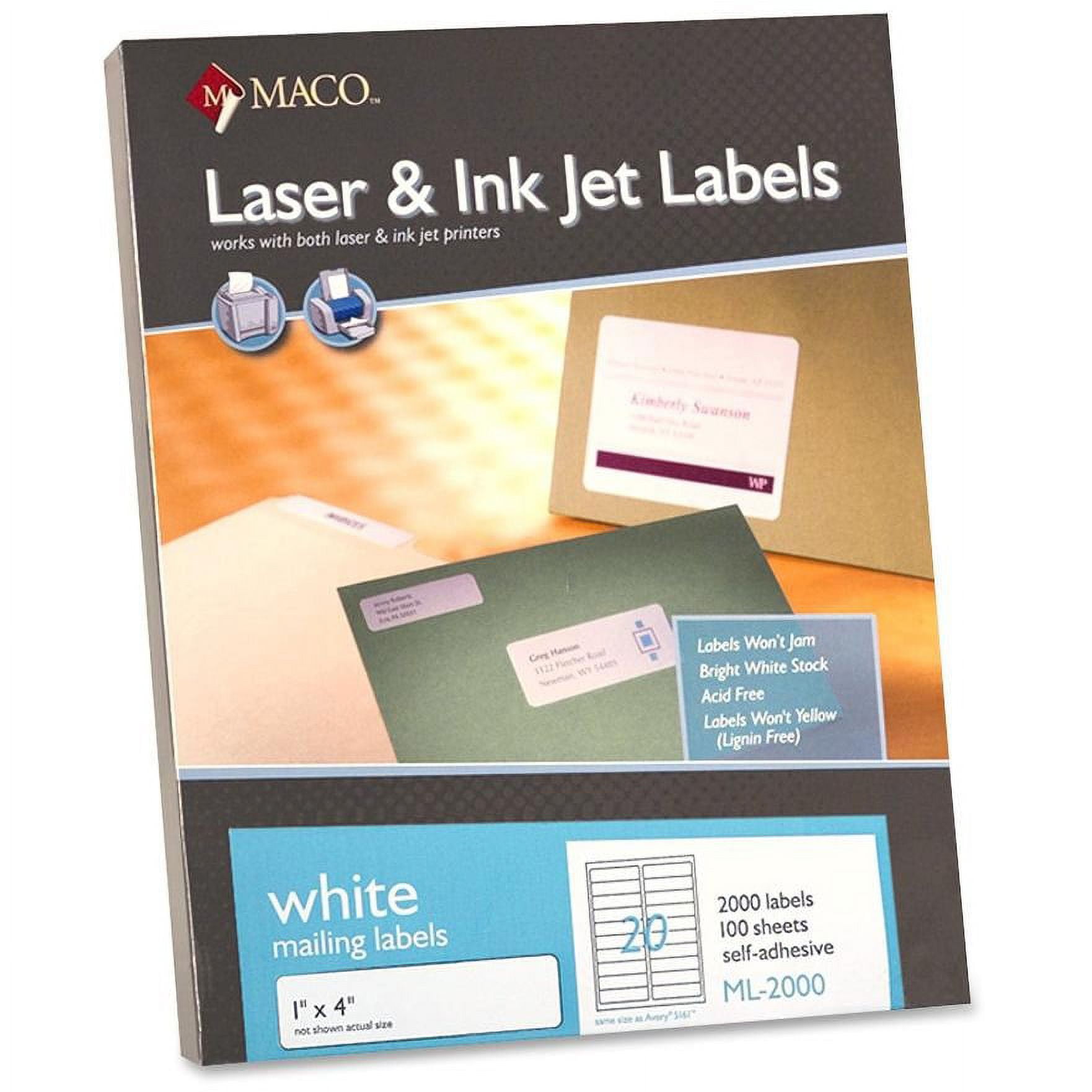 Maco, MACML2000, Multipurpose Self-Adhesive Mailing Labels, 2000 / Box ...