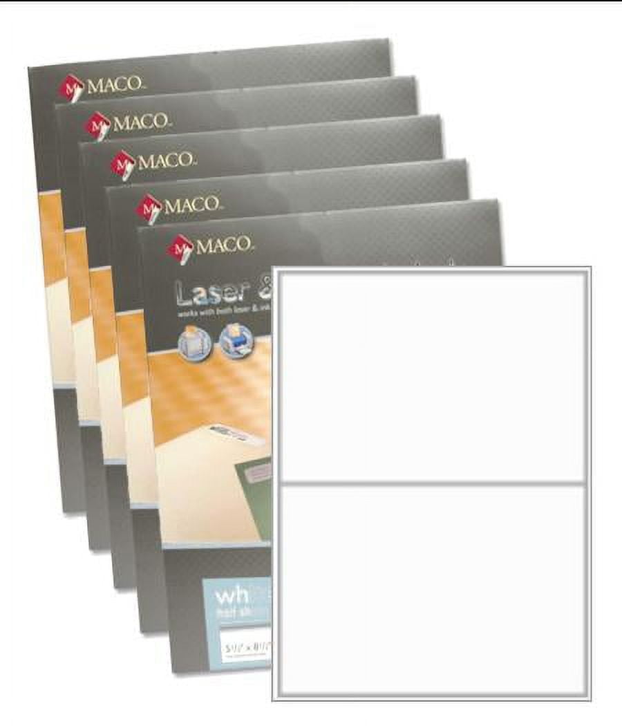 Maco ML-0200 White Half-Sheet 8.5 x 5.5 inch Laser / Inkjet All-Purpose ...