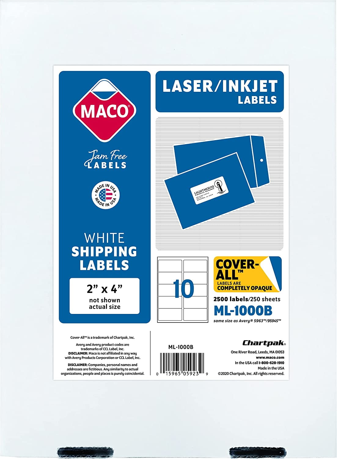 Maco ML-1000B White 4 x 2 inch Laser / Inkjet All-Purpose Printer ...