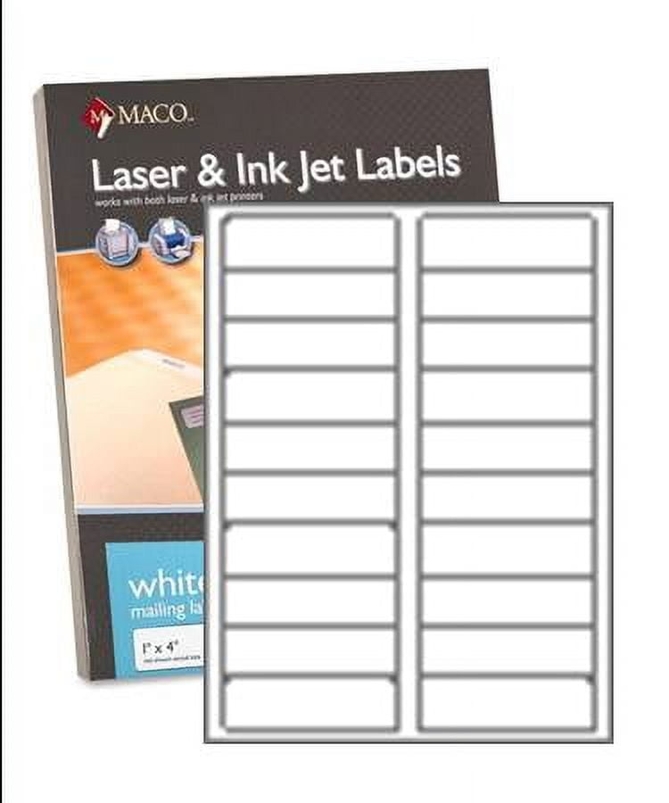 Maco ML-2000 White 4 x 1 inch Laser / Inkjet All-Purpose Printer Labels ...