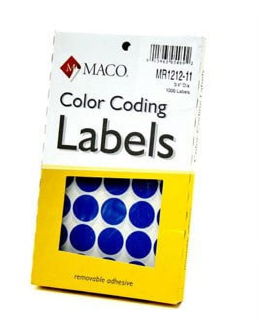 Maco MR1212-11 Dark Blue Color Coding Labels, Round 3/4", 6 Boxes of 1000 (6,000 Labels ...