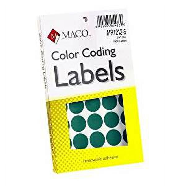 Maco MR1212-5 Green Color Coding Labels, Round 3/4", 6 Boxes of 1000 ...