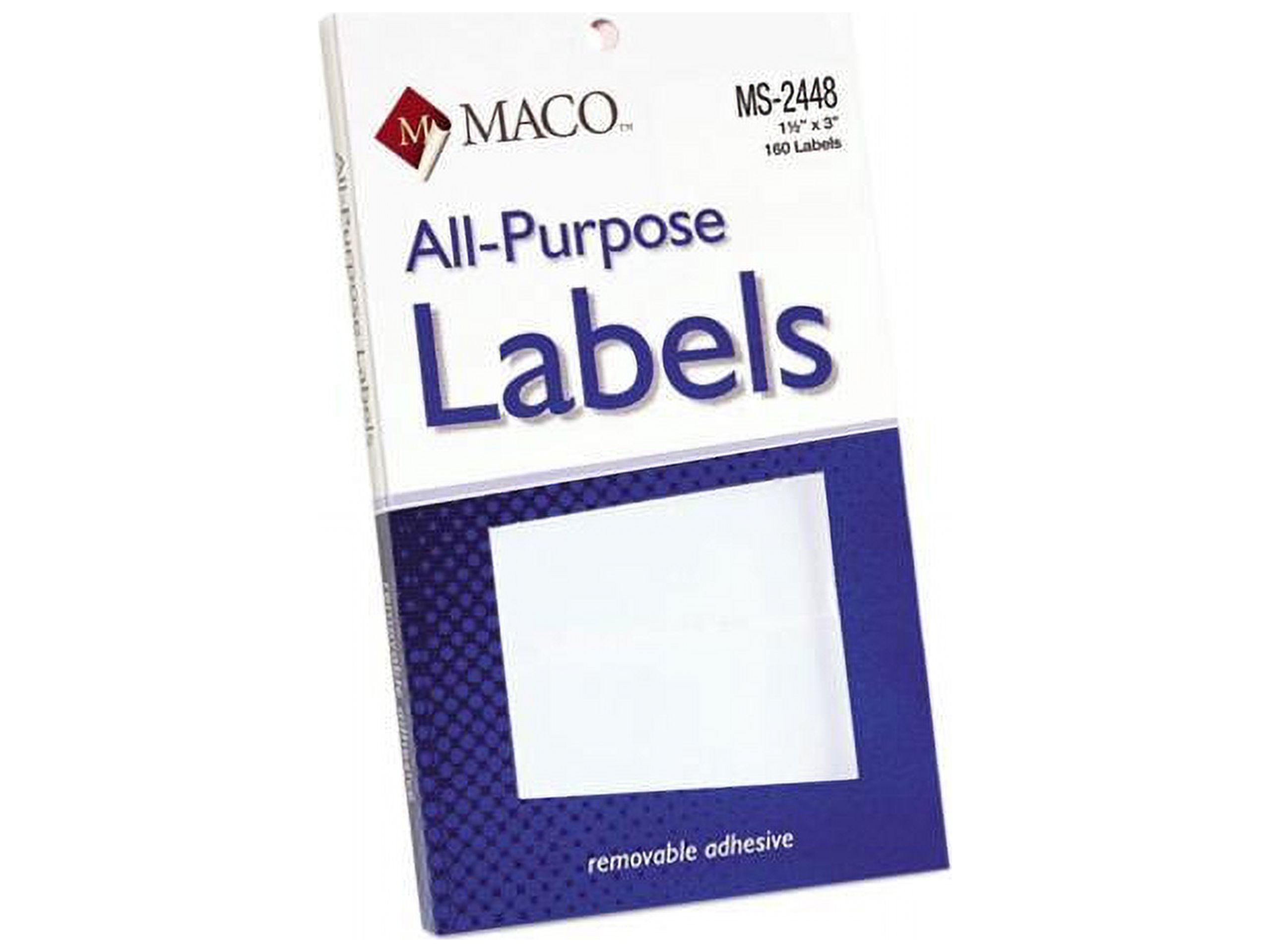 Maco MS-2448 Multipurpose Self-Adhesive Removable Labels, 1 1/2 x 3 ...