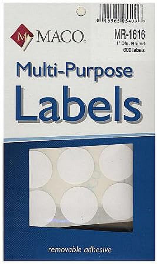 Maco Multi-Purpose Handwrite Labels, Round 1" Diam, 600/Box (MR-1616 ...