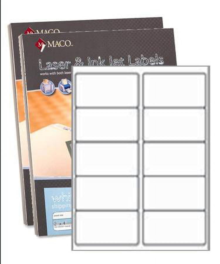 Maco White All-Purpose Labels, 2 X 4, 1000/Box - 2 Boxes (2000 Total ...