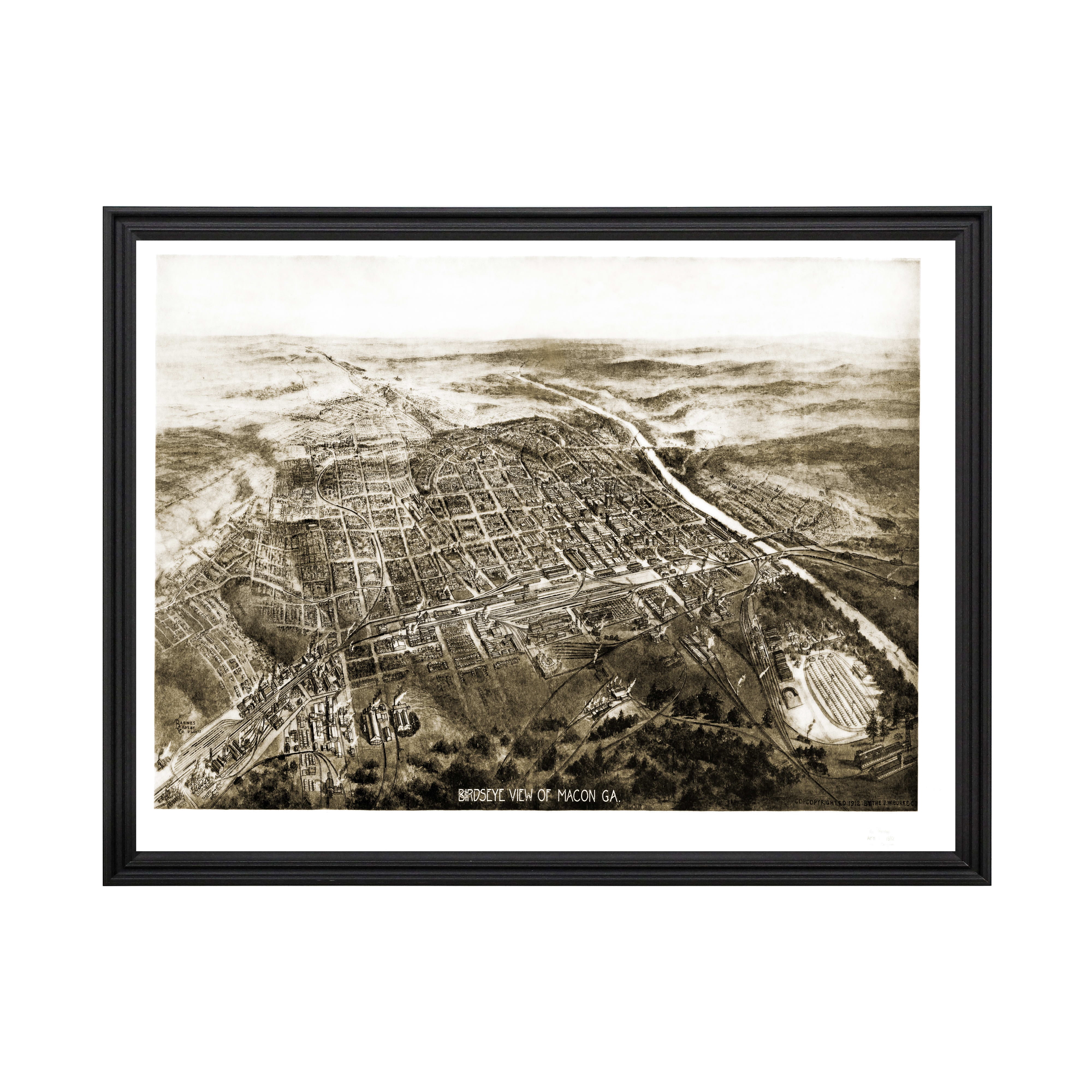 Macon Art, 1912 Vintage Map of Macon Georgia, GA History Wall Decor ...