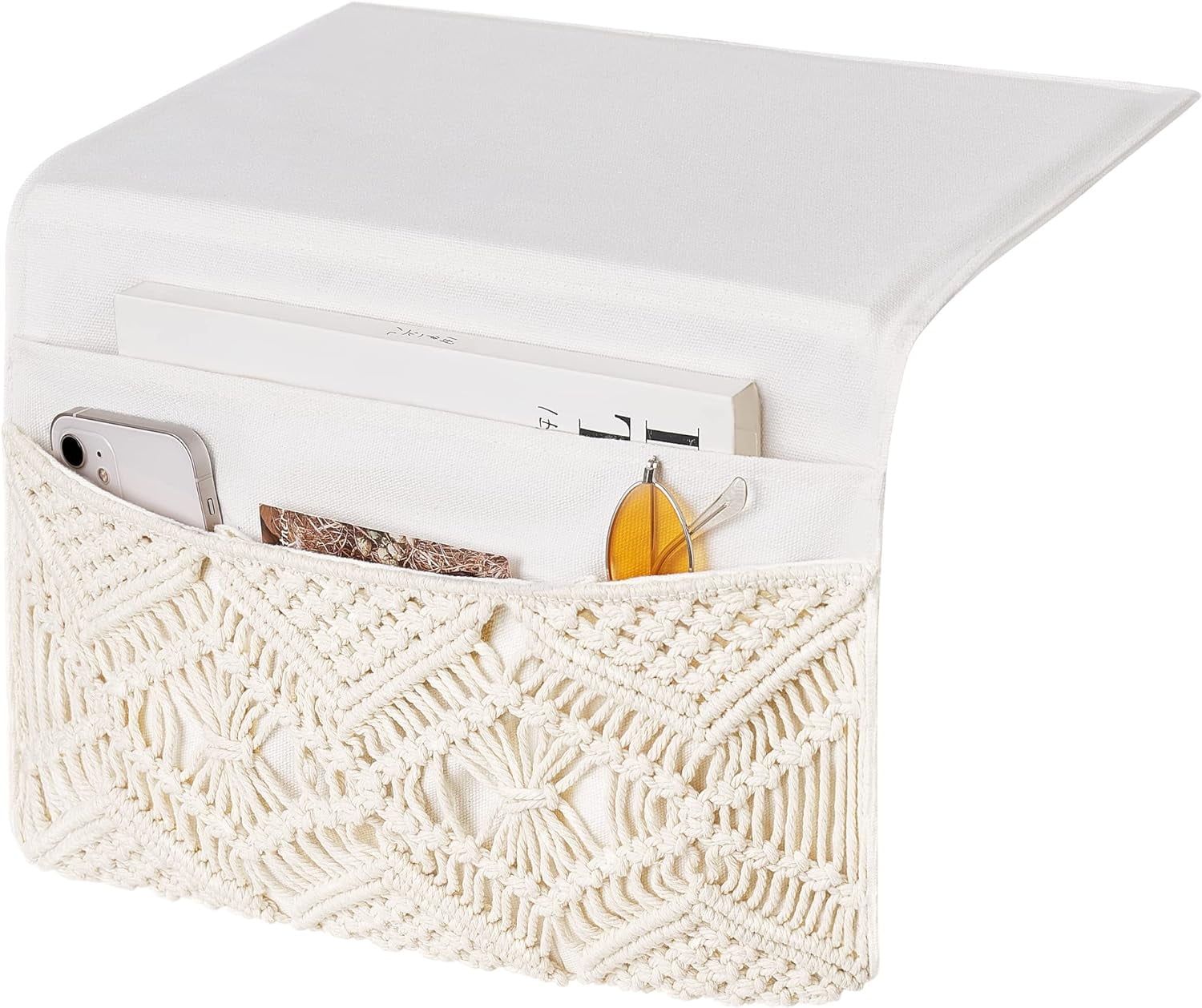 Macrame Bedside Caddy Storage Organizer Boho Remote Control Tablet ...