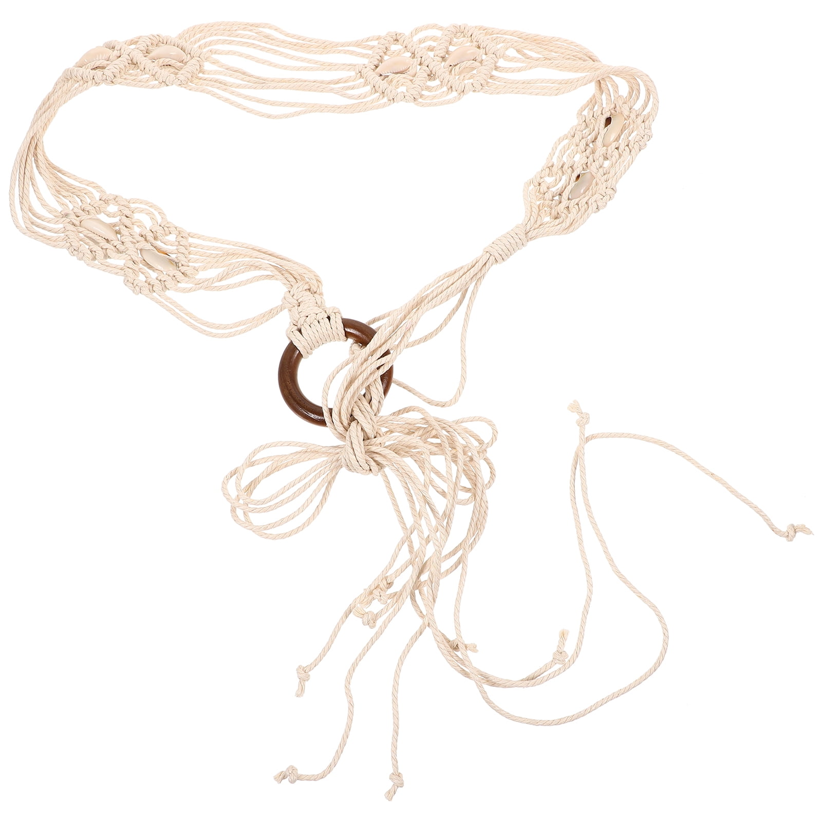 Macrame Belt for Women Belts Jeans Miss Wooden Buckle Waist Rope ...