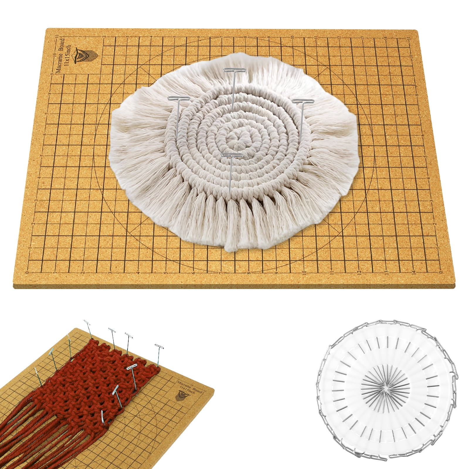 Macrame Board with Grids 12x16inch Double Sided Cork Board Reusable ...