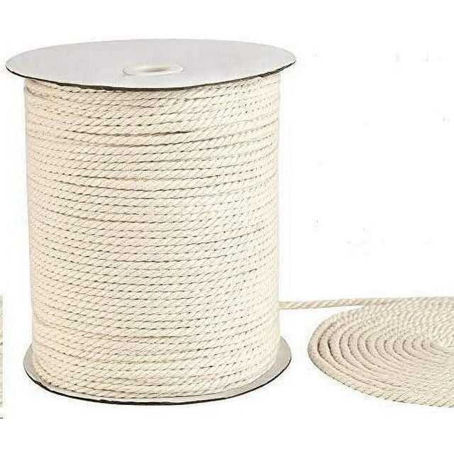 Macrame Cord 3mm x 200m, Natural Cotton Macrame Rope, 3 Strand Twisted ...