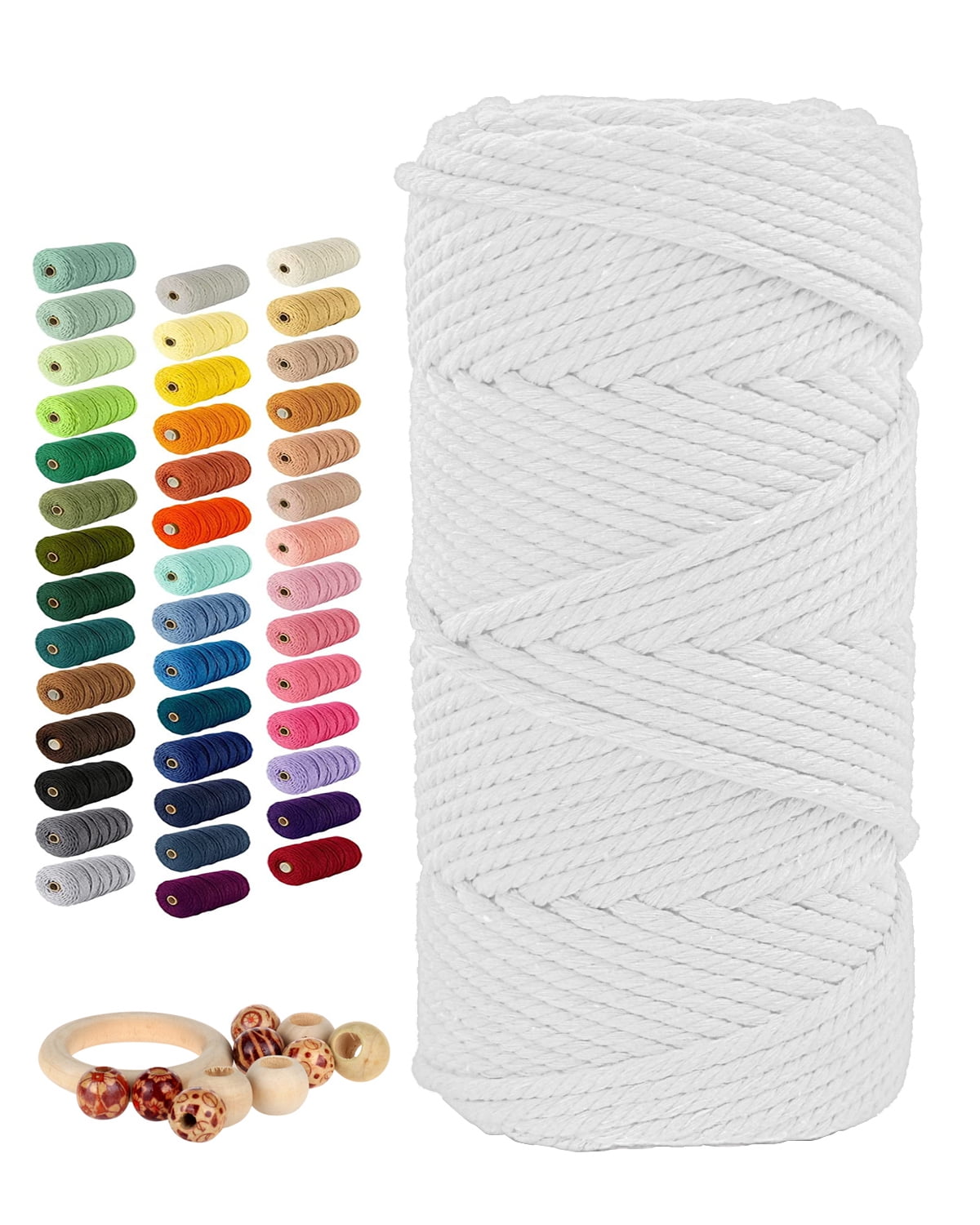 ZUEXT Macrame Cotton Cord 5mm x 109yds, Natural Beige, 4 Strand 100m ...