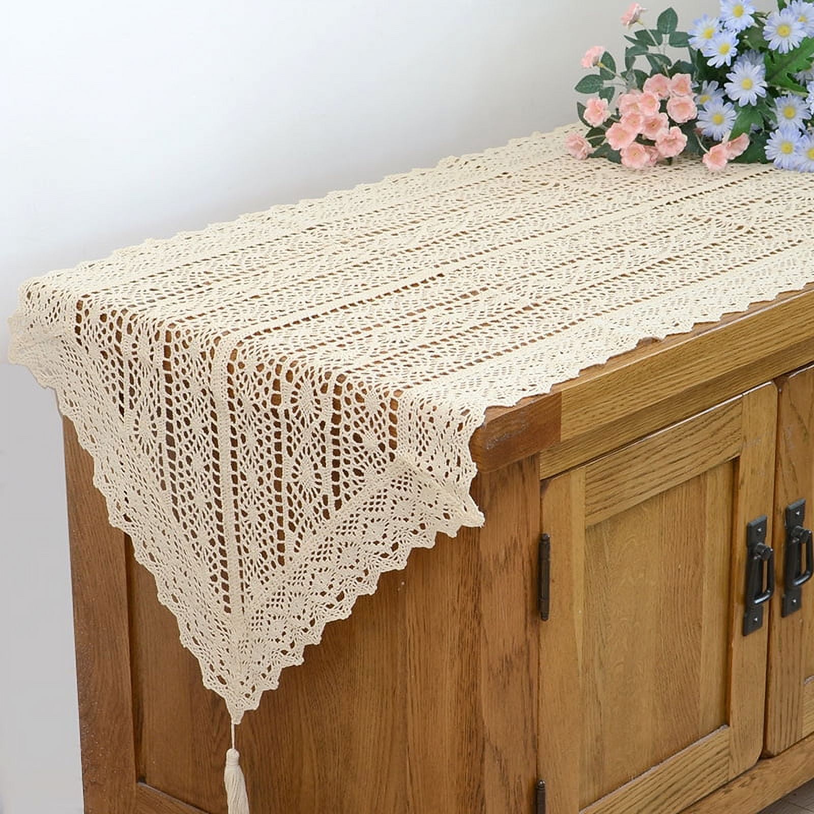 Macrame Crochet Table Runner Farmhouse Cotton Doilies Lace Boho Table ...